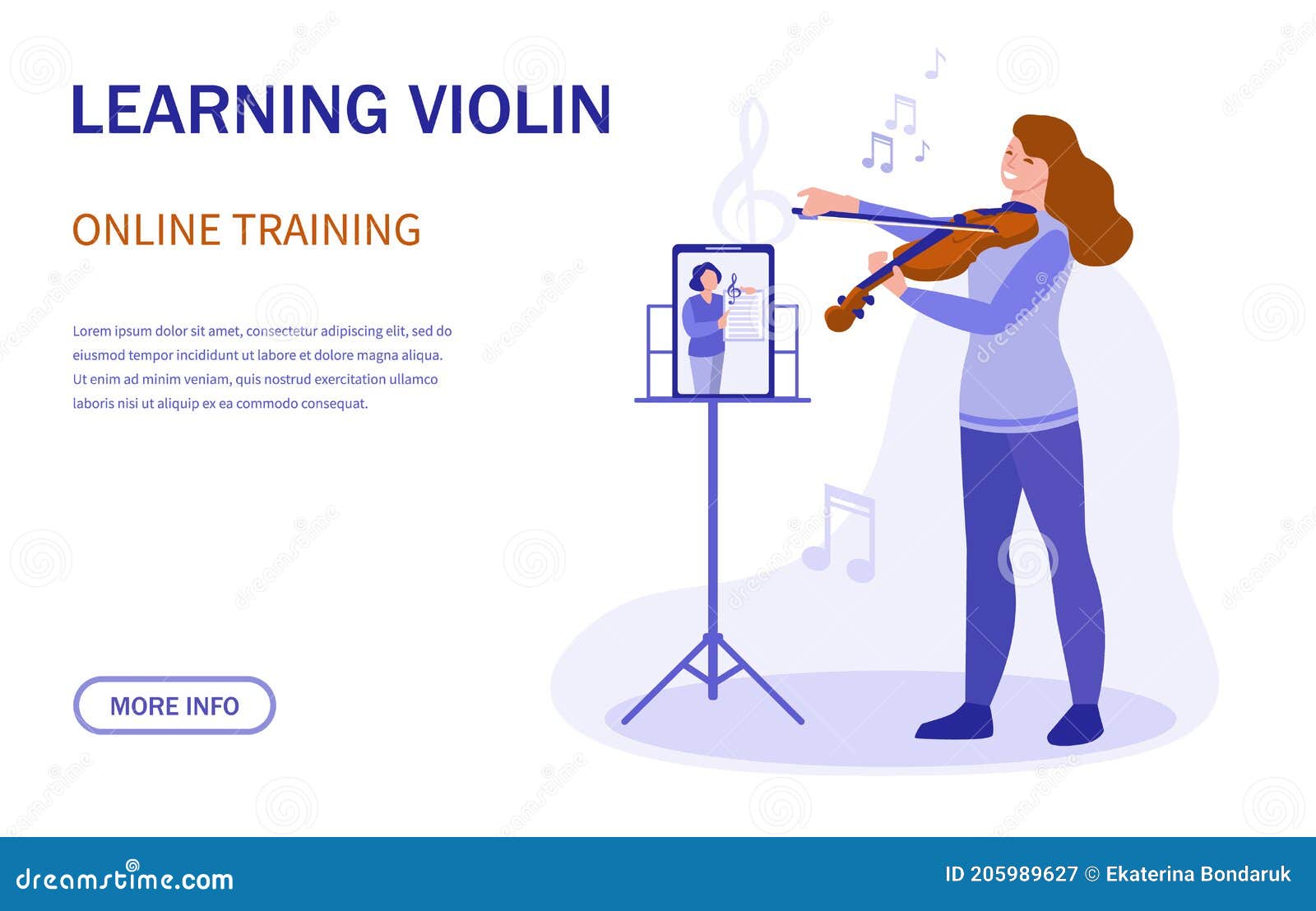 Online Learning To Play the Violin. Vector Banner Stock Illustration ...