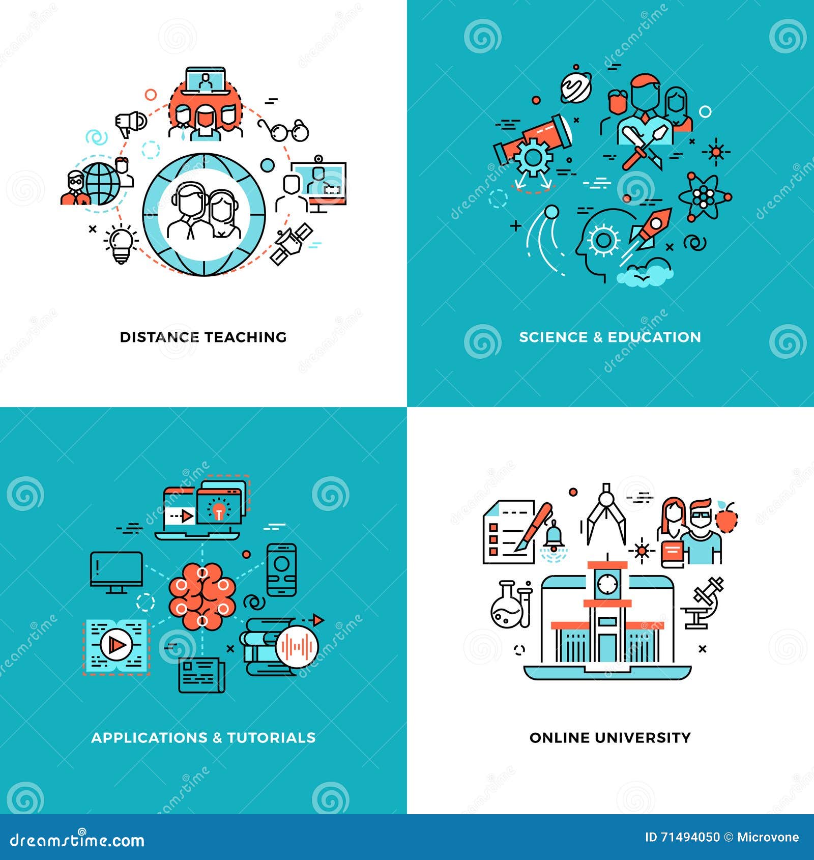 Online Learning, Tutorials and Education Vector Concepts Set Stock ...