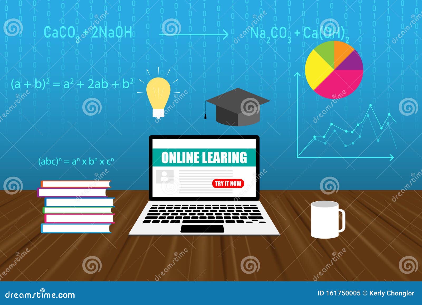 Online Learning Vector Illustration. Learning Online with Laptop Stock ...