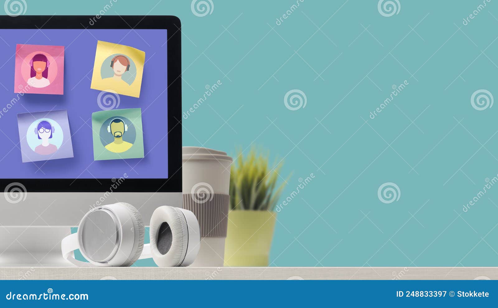 Online Learning and Virtual Classmates Stock Image - Image of elearning ...