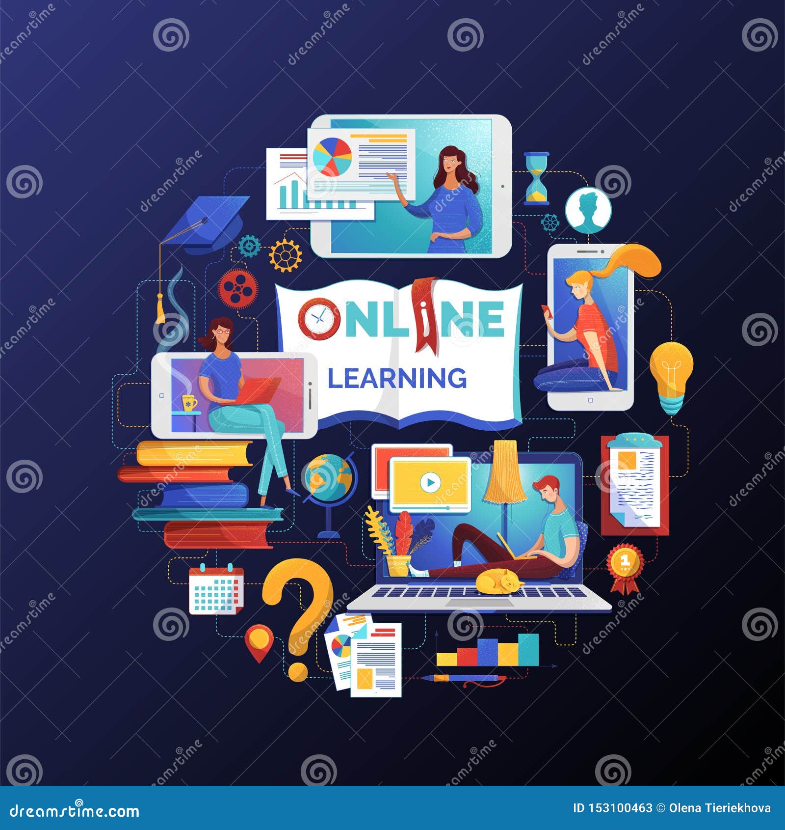Online Learning Web Banner Flat Vector Template Stock Vector ...
