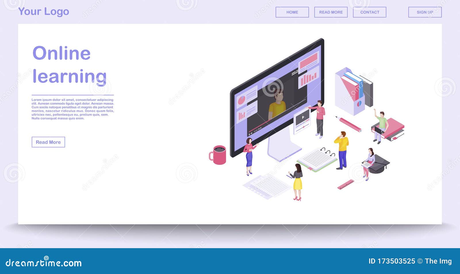 Online Learning Webpage Vector Template Stock Vector - Illustration of ...