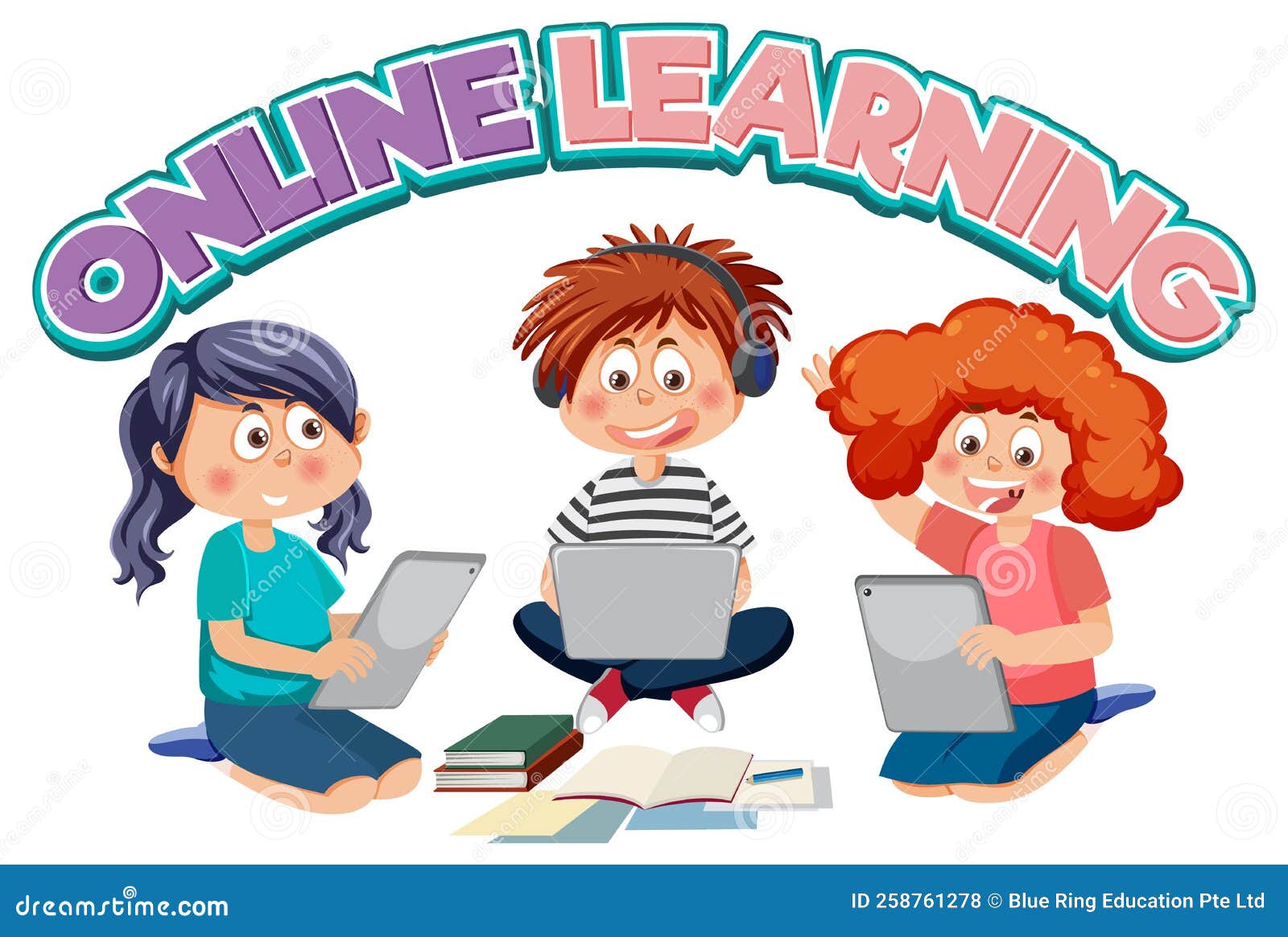 Online Learning Word with Kids Stock Vector - Illustration of education ...