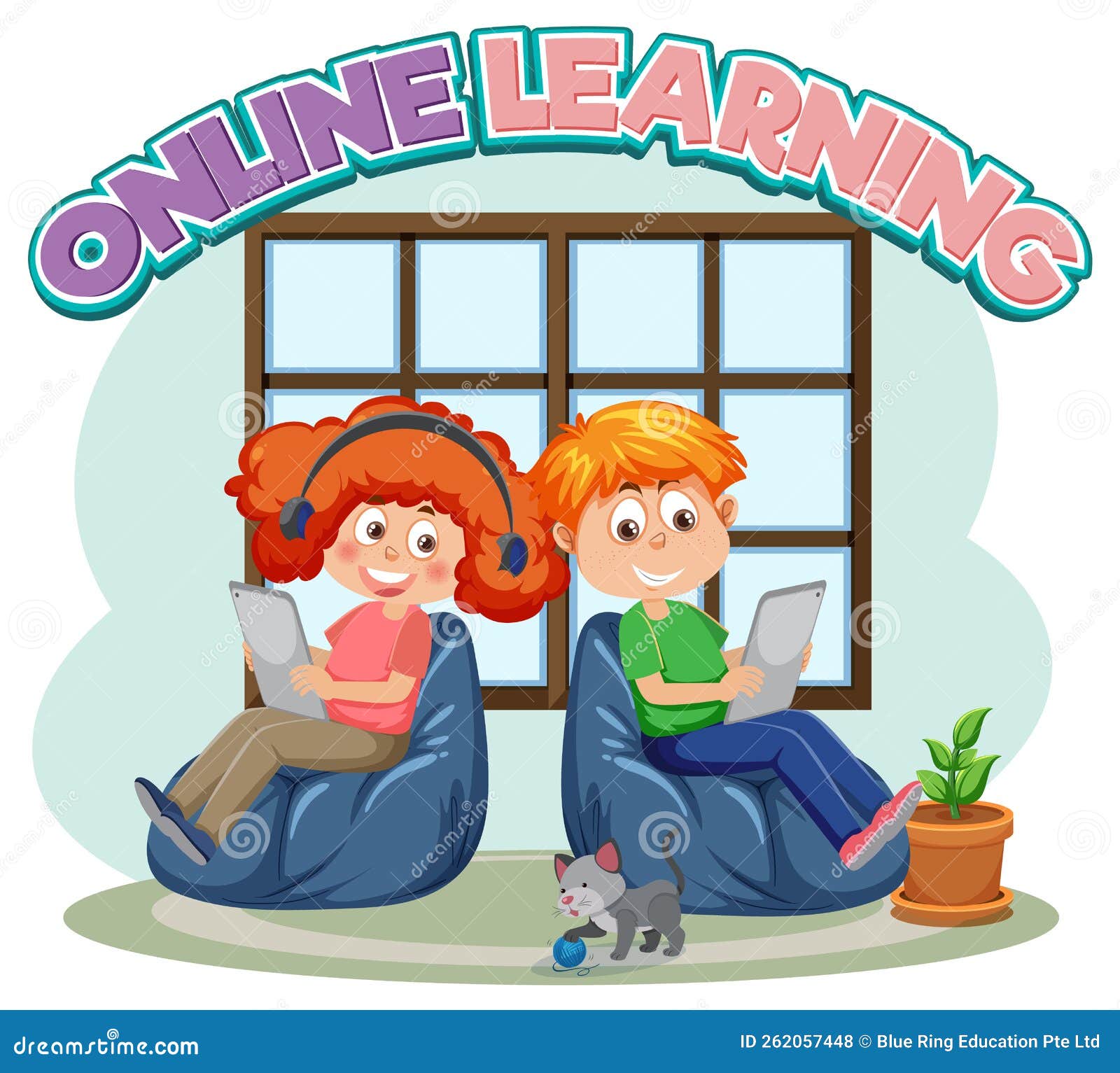 Online Learning Word with Kids Stock Vector - Illustration of cute ...