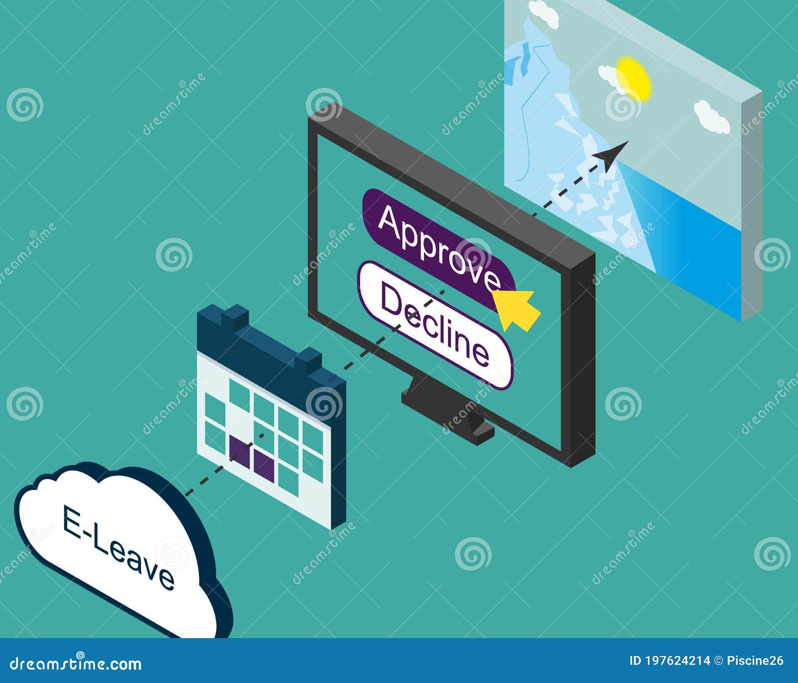 Online Leave Request Process in 3D Vector Stock Vector - Illustration ...