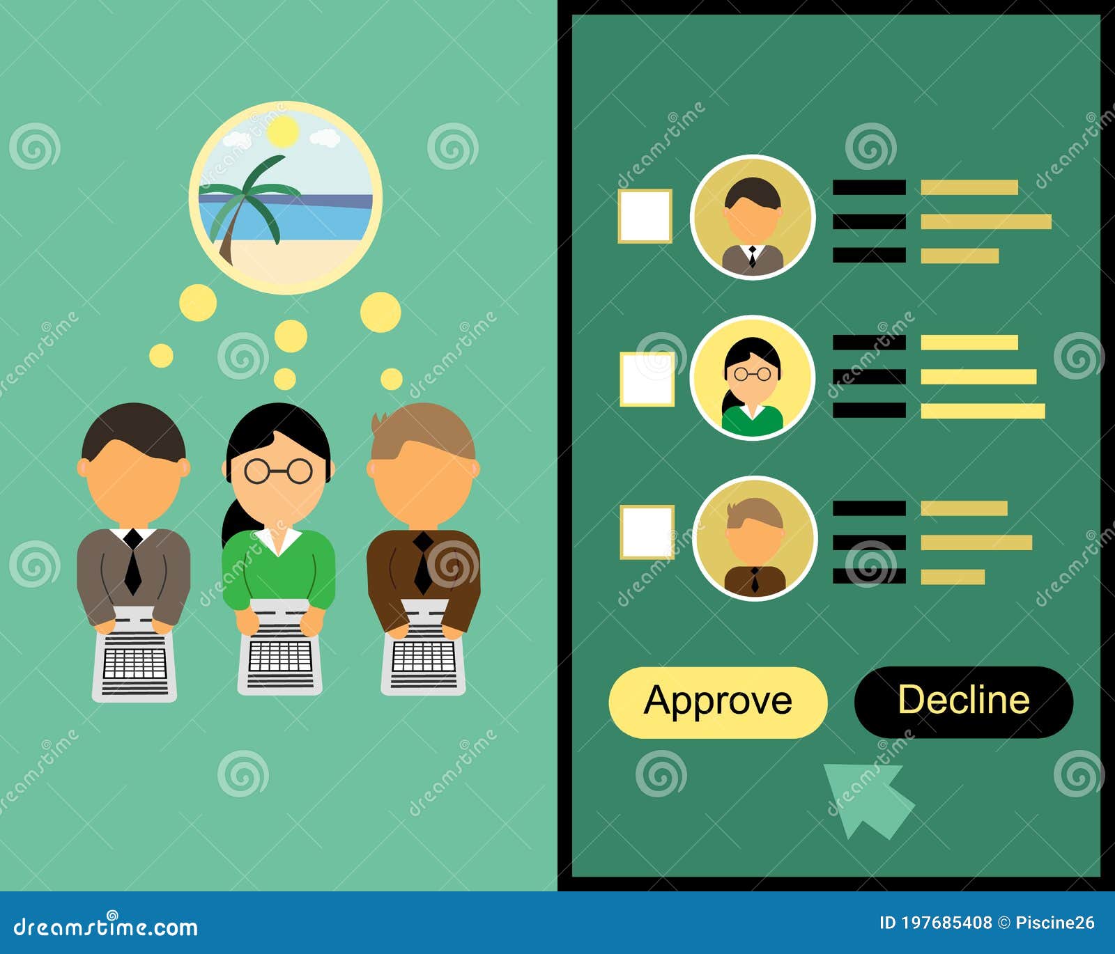 Online Leave Request VS Leave Form in Paper Vector Stock Vector ...