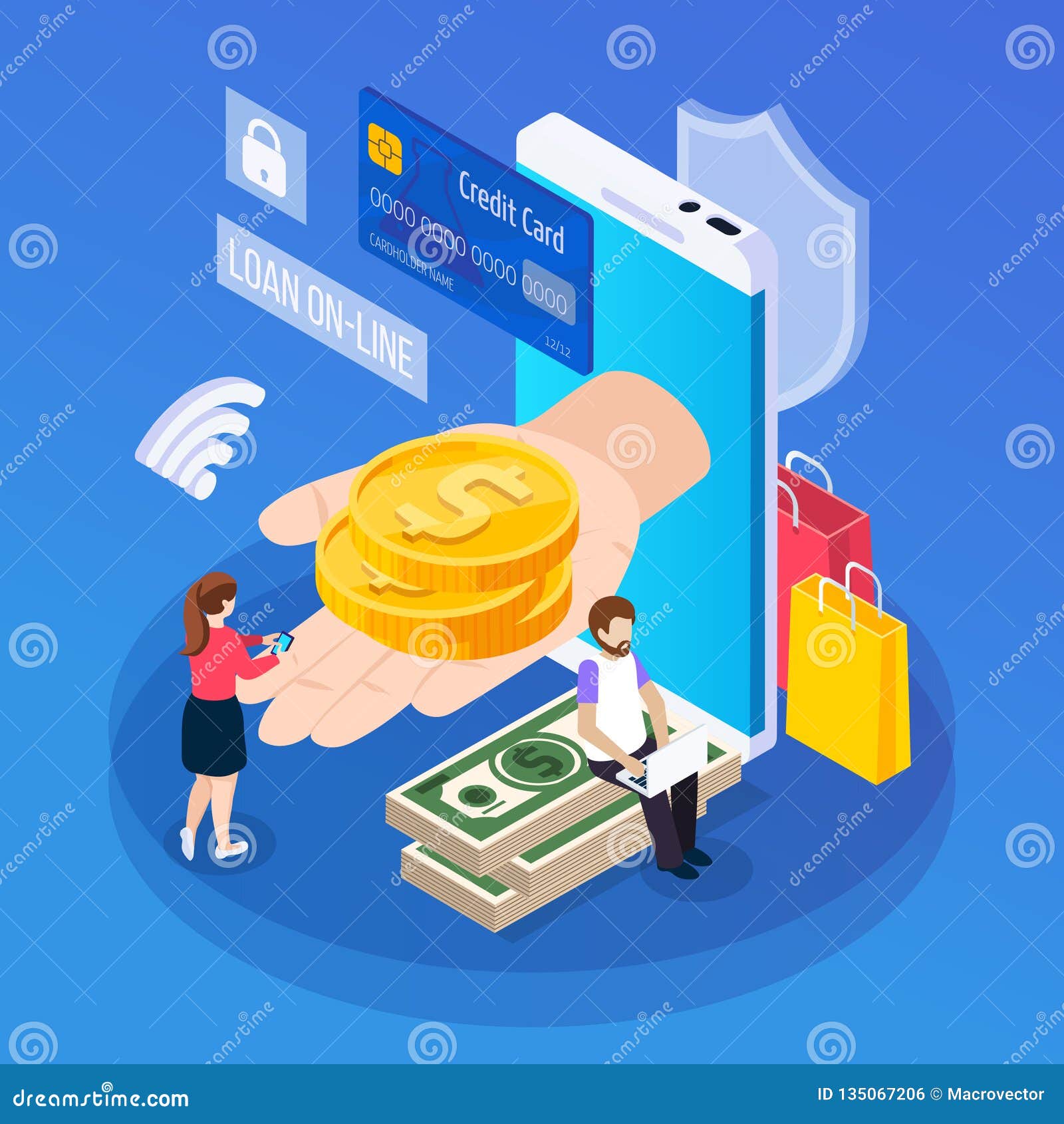 Online Lending Isometric Composition Stock Vector - Illustration of ...