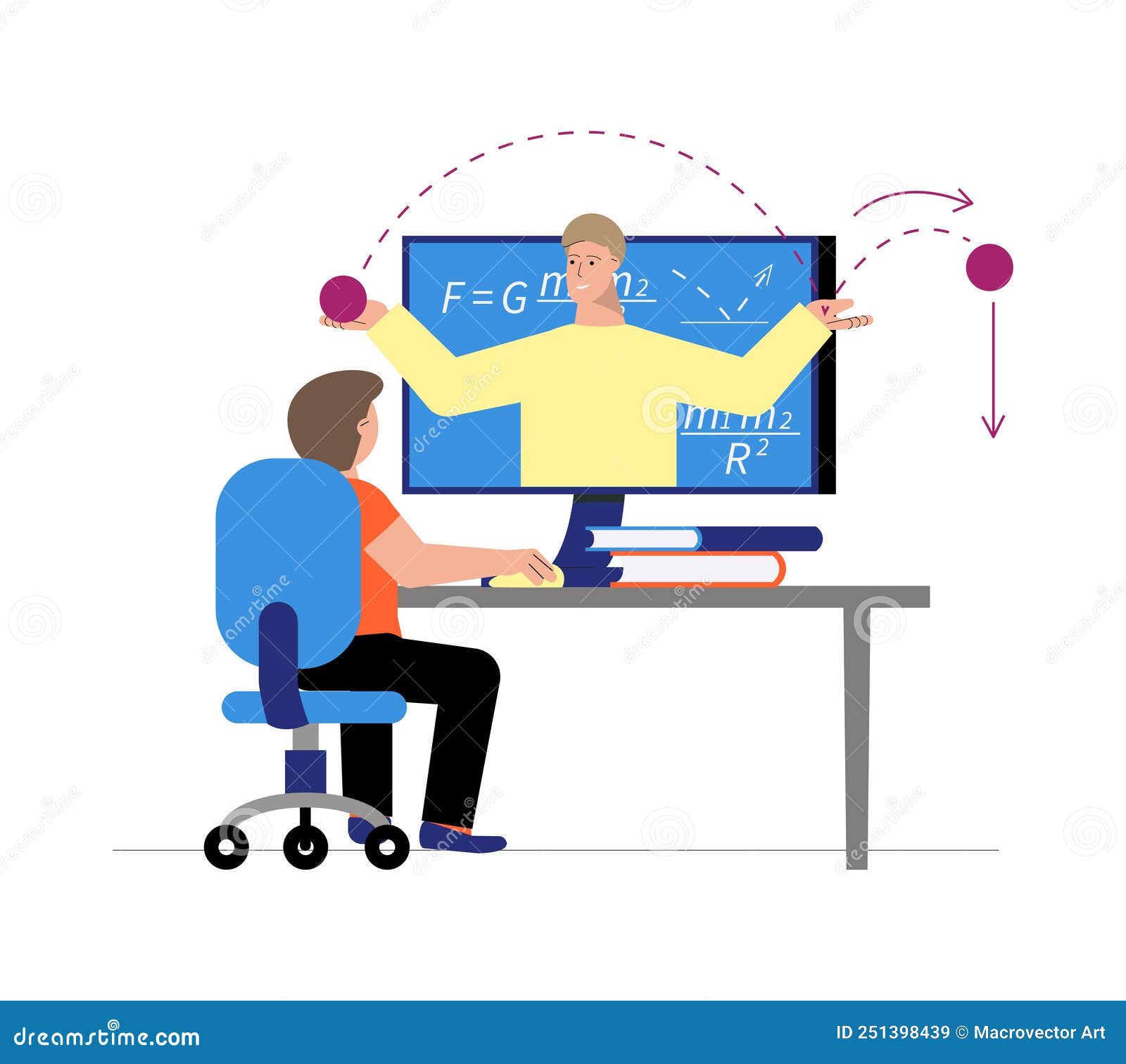 Online Lesson Illustration stock vector. Illustration of desk - 251398439