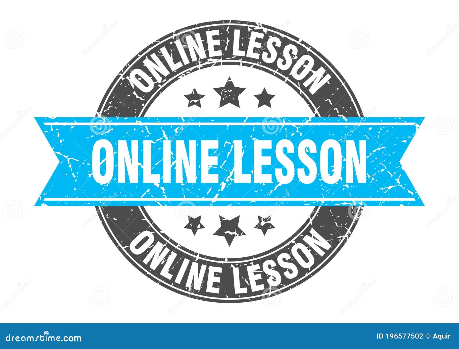 Online Lesson Round Stamp with Ribbon. Label Sign Stock Vector ...