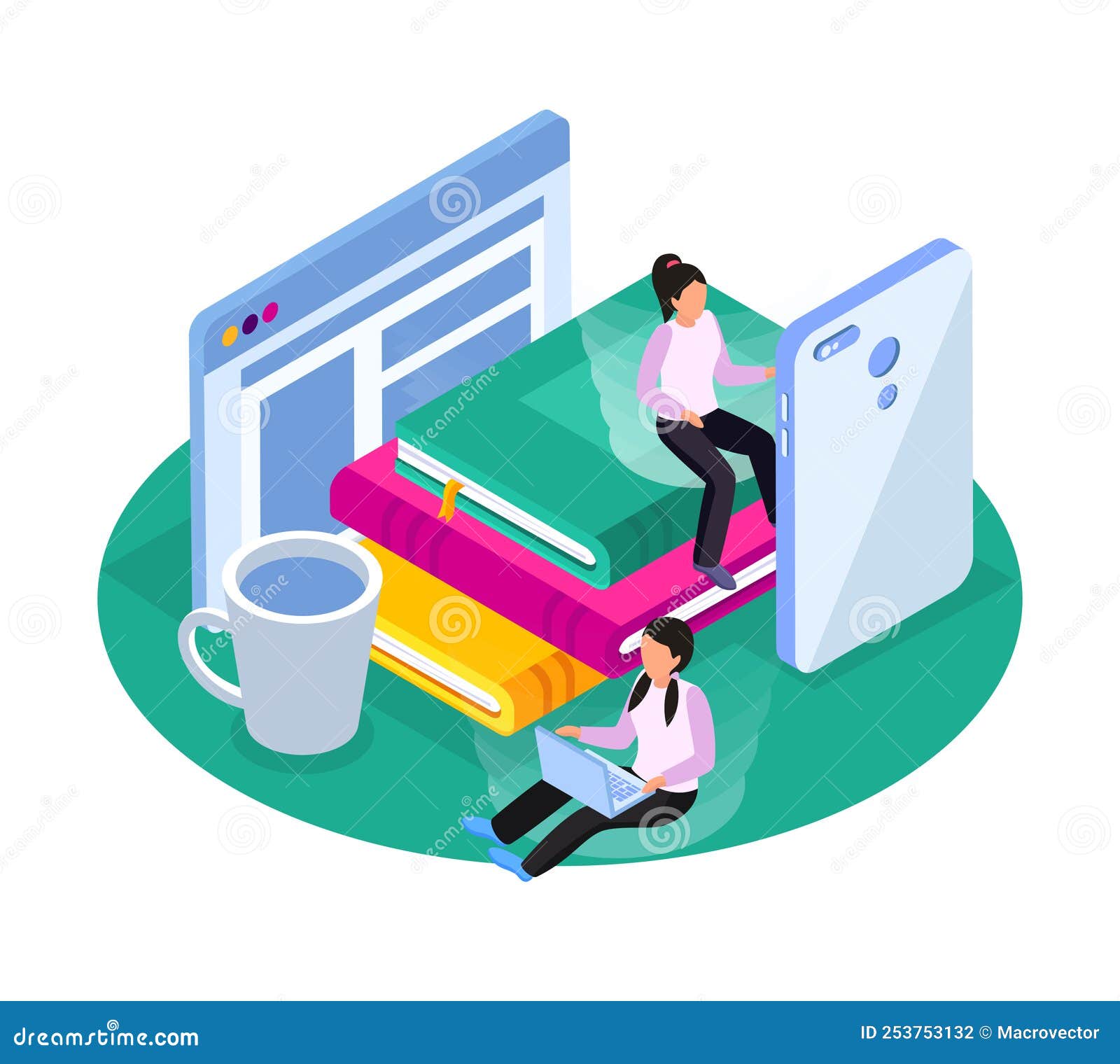 Online Library Composition stock vector. Illustration of training ...