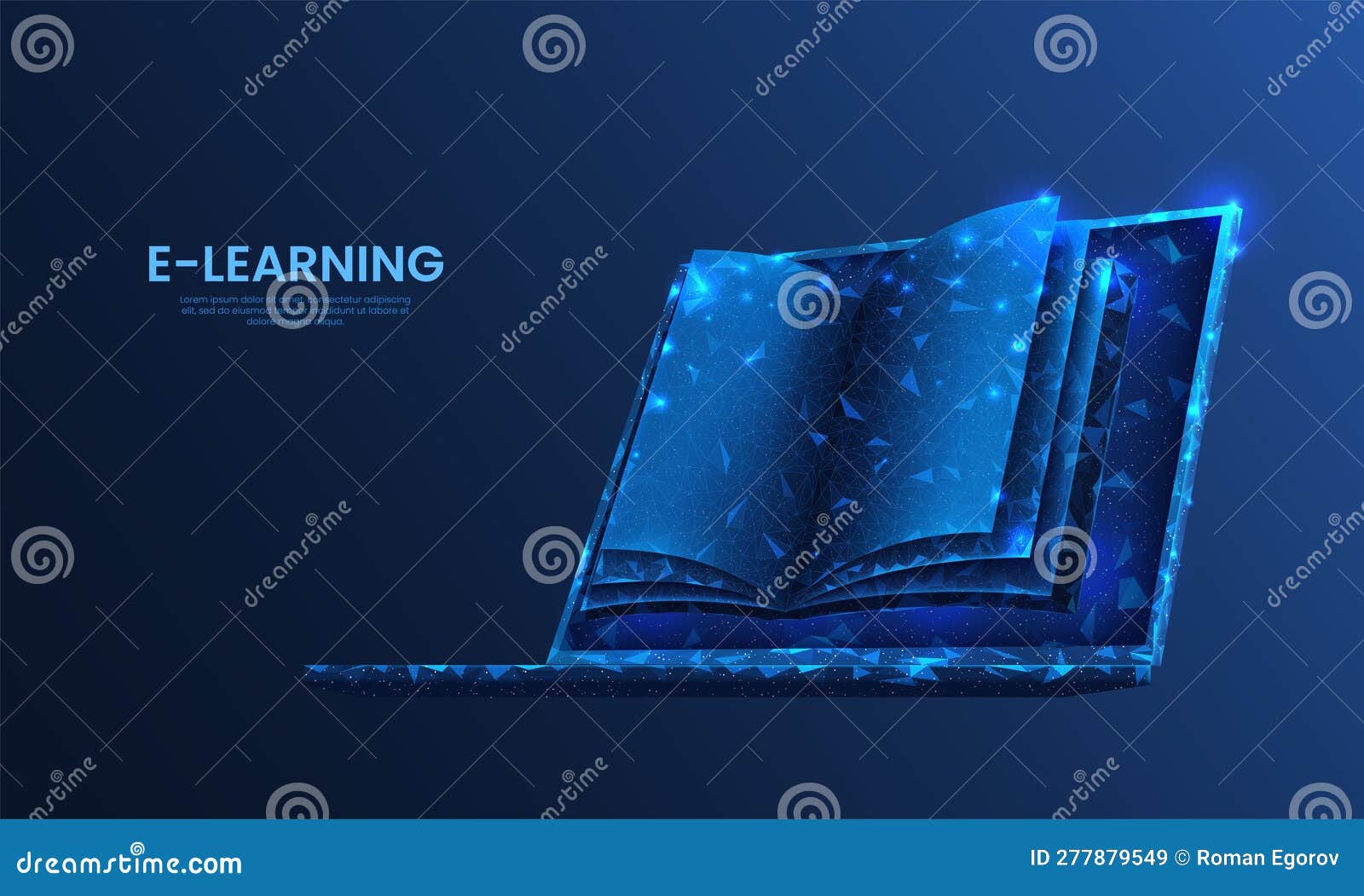 Online Library. Digital Book Learning Technology. Polygon Laptop ...