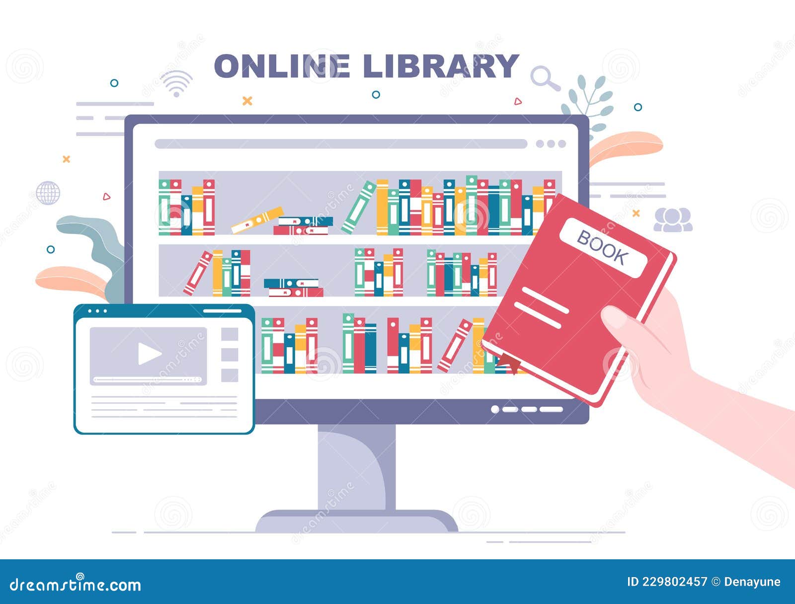 Online Library Digital Education Background with Distance Learning ...