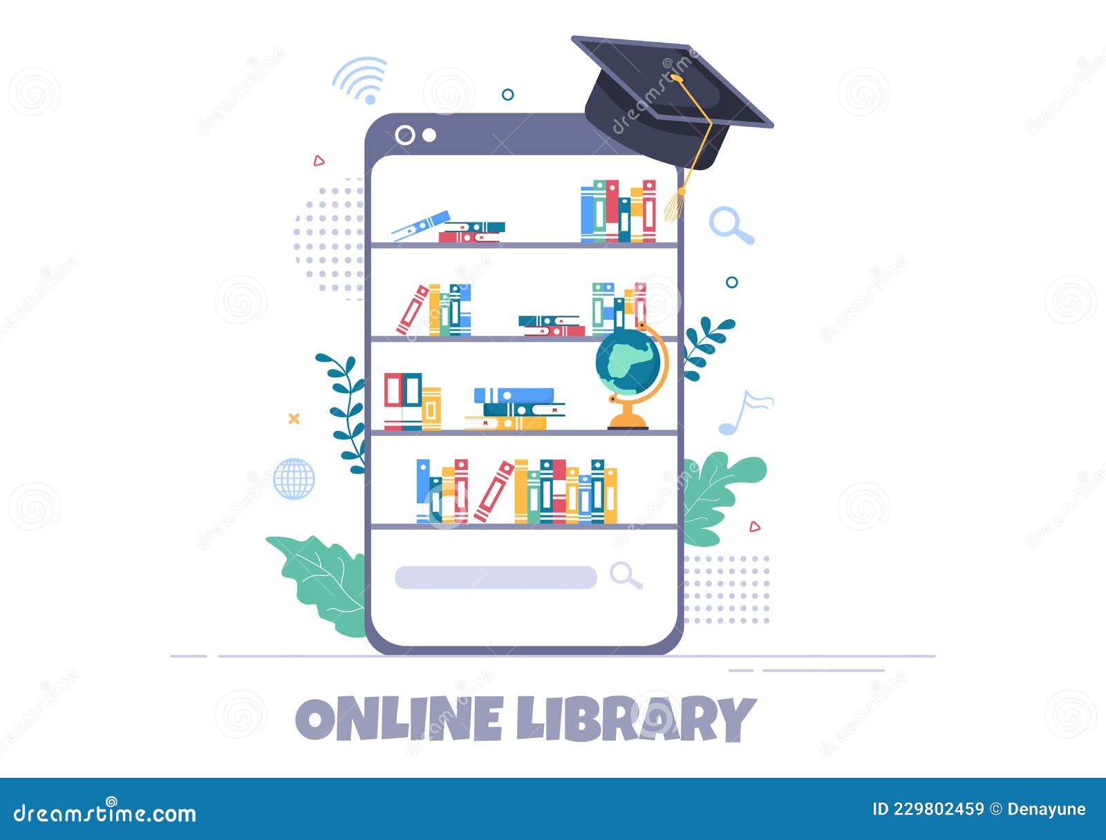 Online Library Digital Education Background with Distance Learning ...