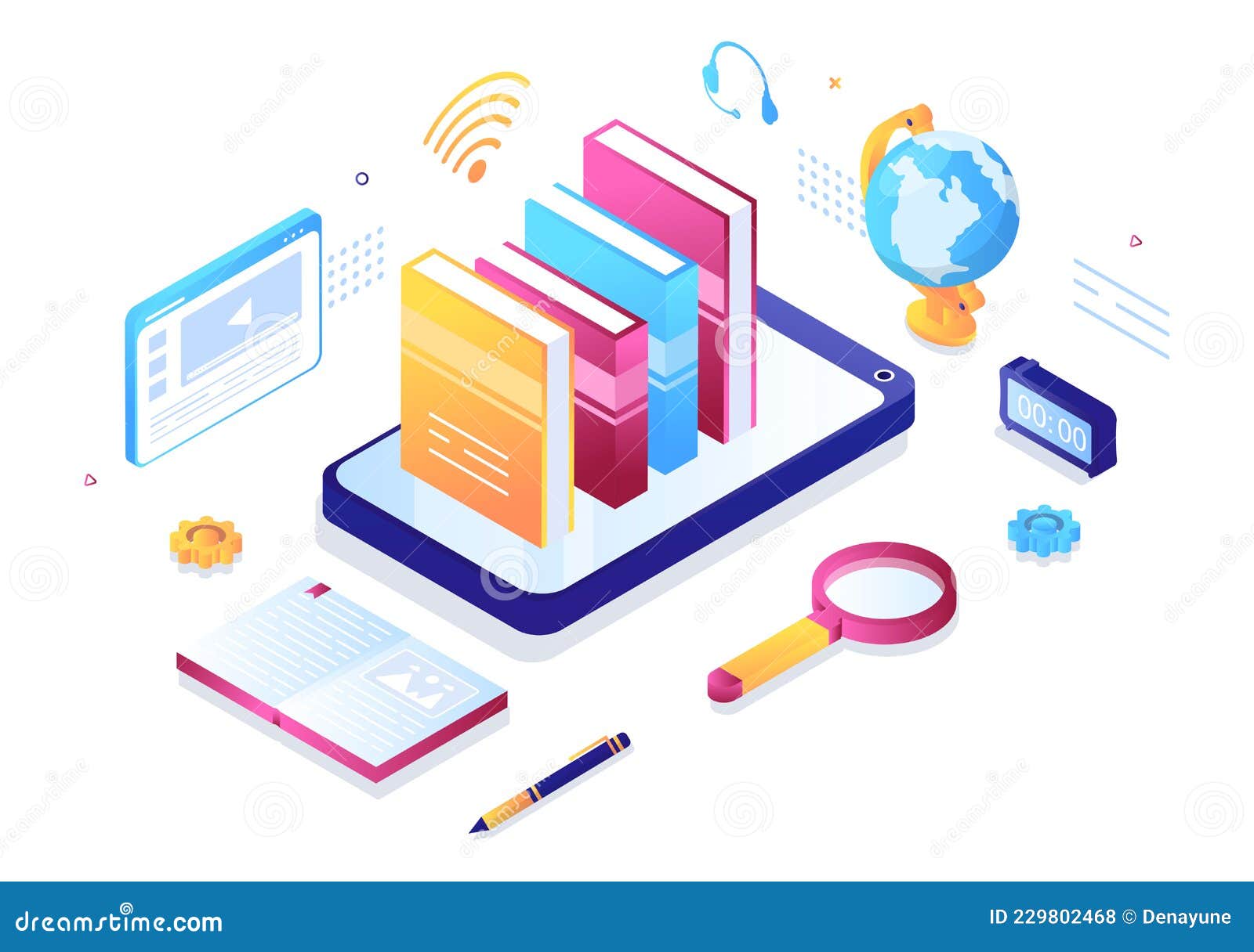 Online Library Digital Education Background with Distance Learning ...