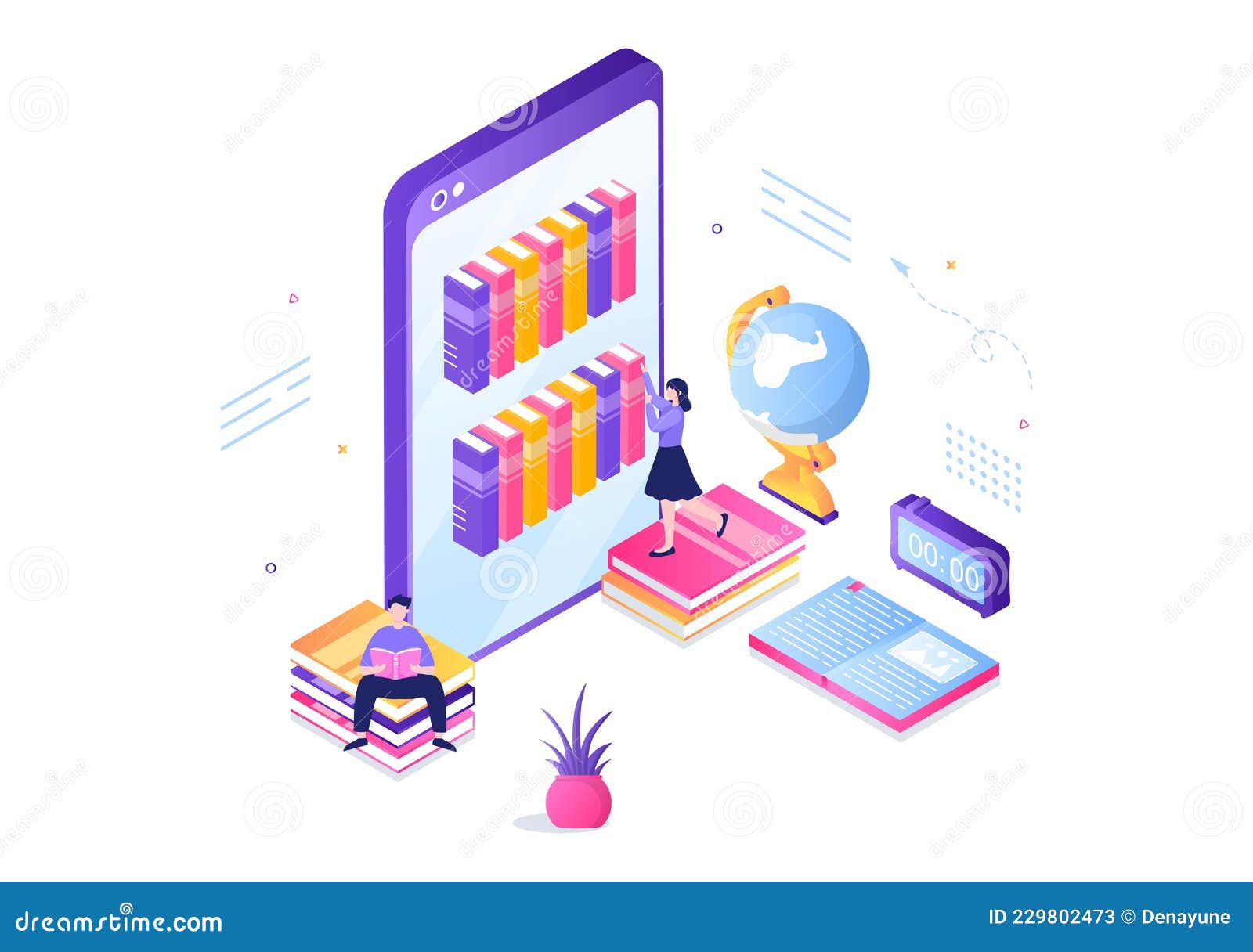 Online Library Digital Education Background with Distance Learning ...