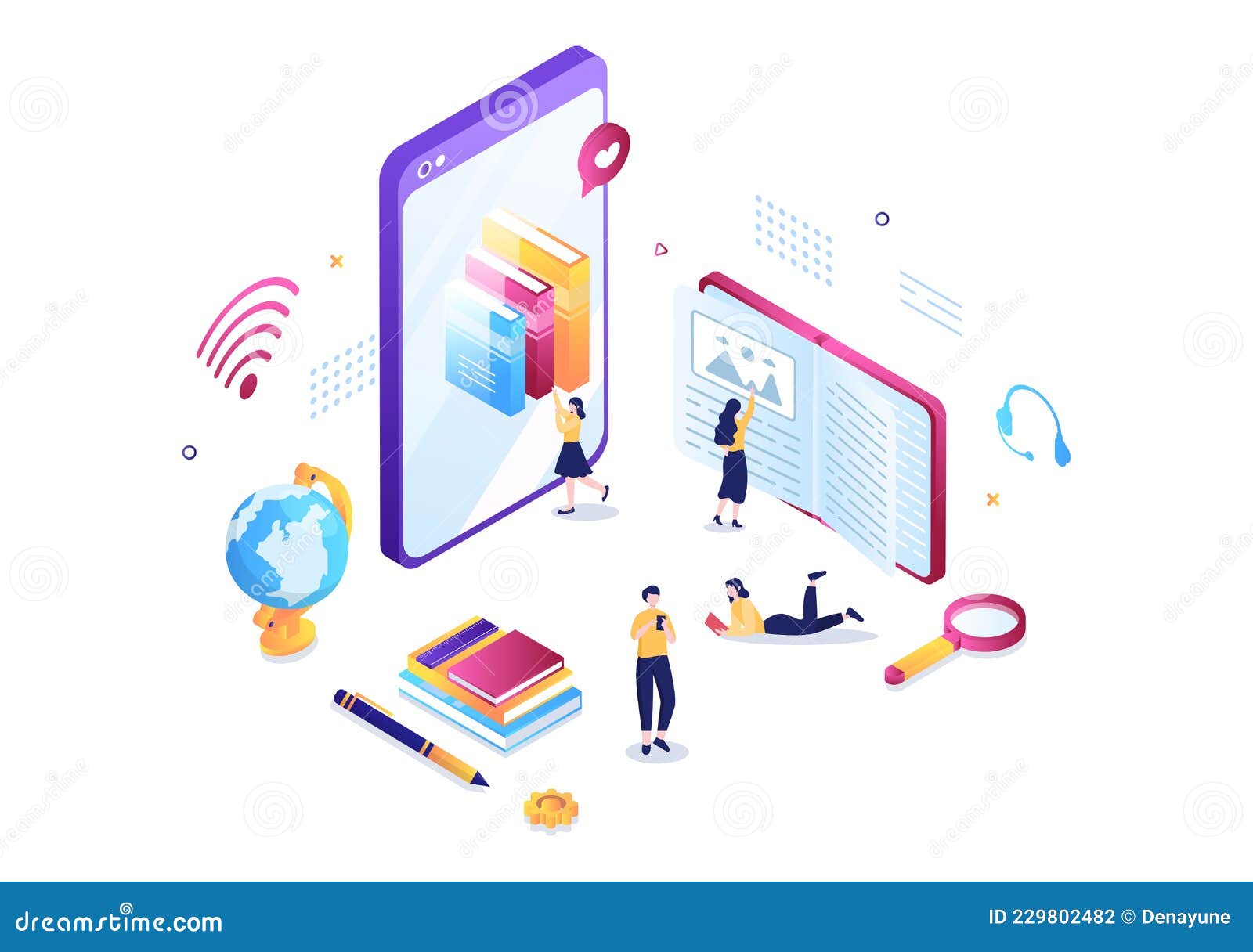 Online Library Digital Education Background with Distance Learning ...