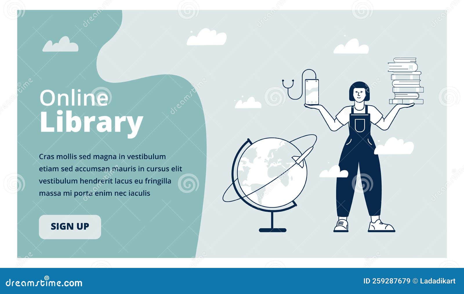 Online Library Landing Page Layout. Education Website Stock Vector ...