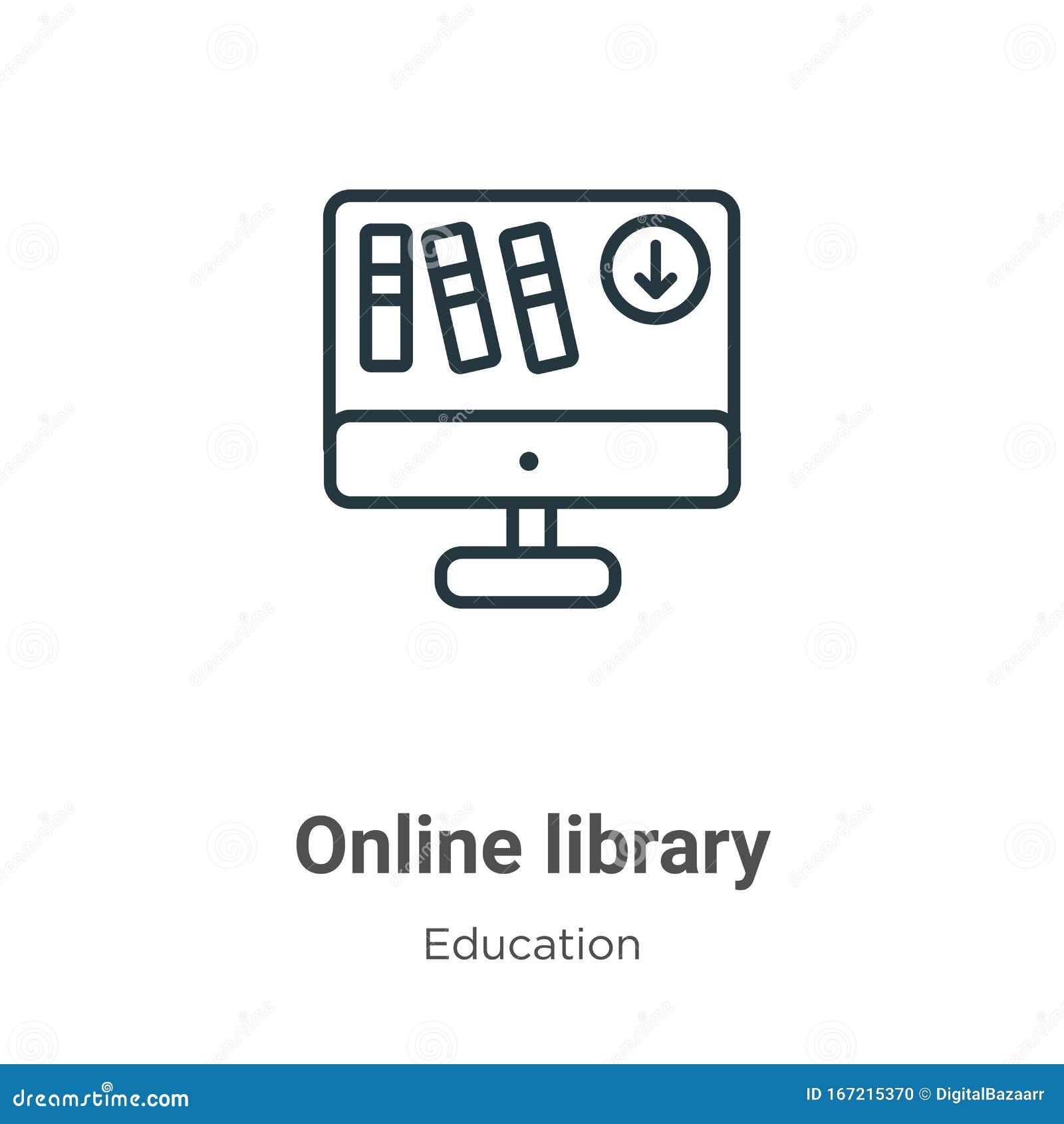 Online Library Outline Vector Icon. Thin Line Black Online Library Icon ...