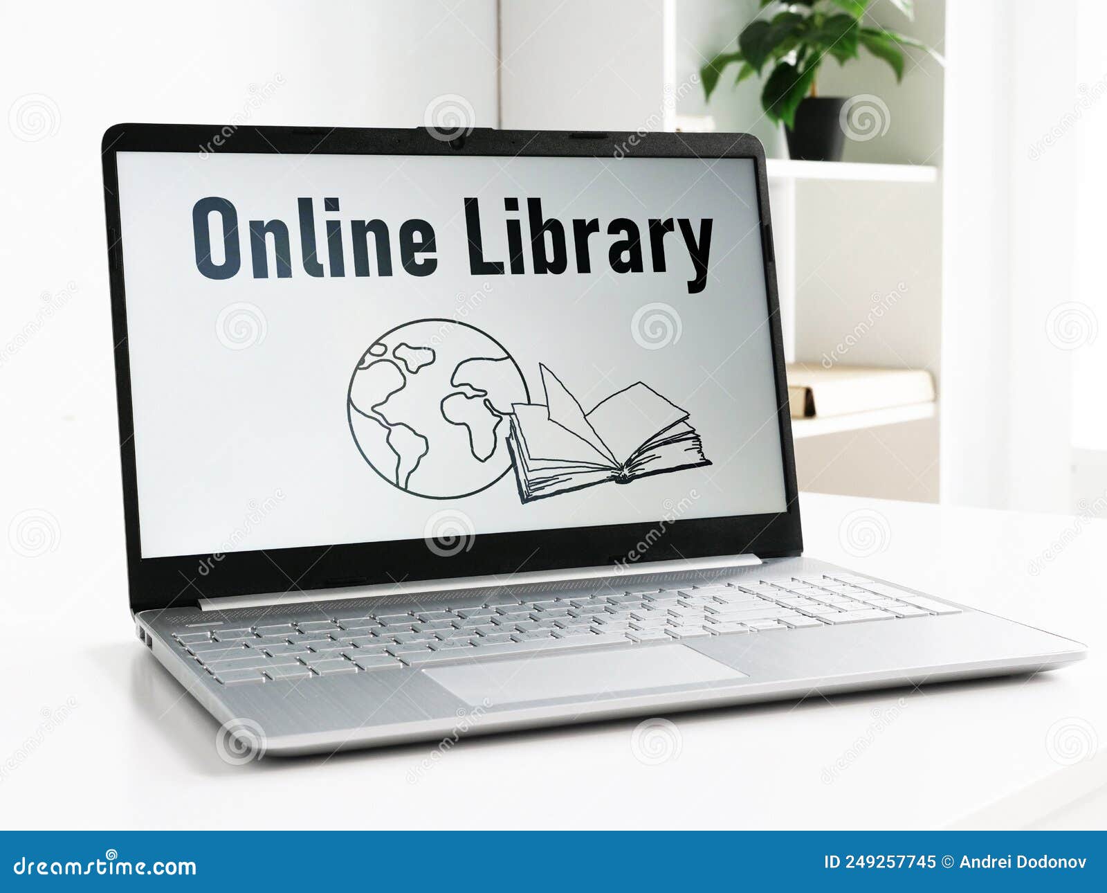 Online Library is Shown Using the Text and Picture of Book Stock Image ...