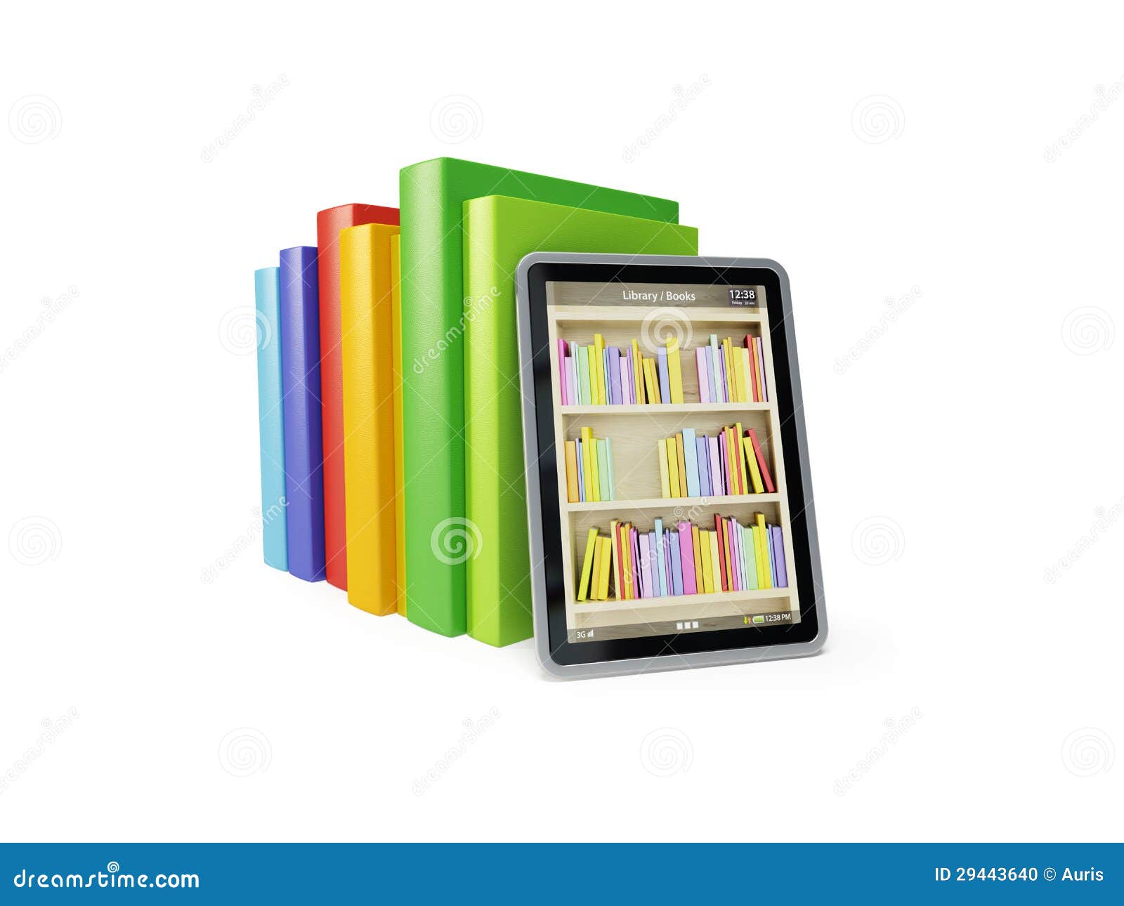 Online Library on the Tablet Stock Illustration - Illustration of ...