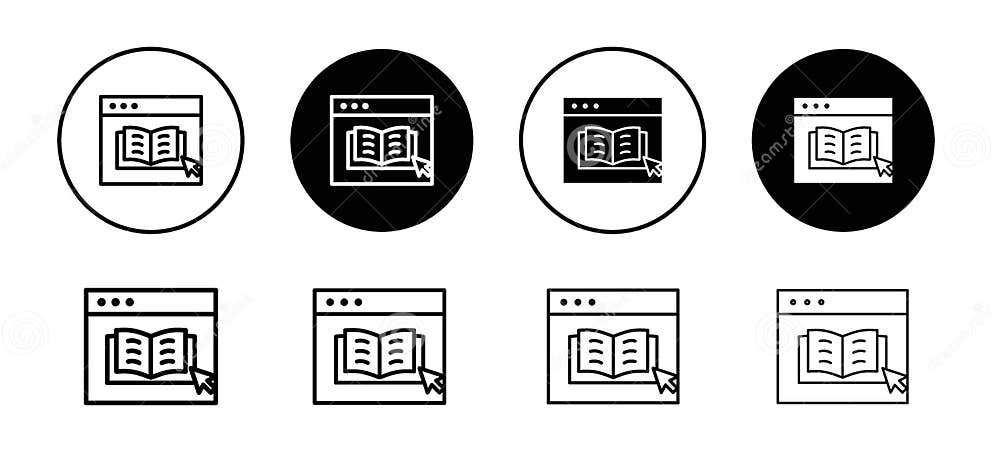 Online Library Vector Icon Set Collection. Online Library Outline Flat ...