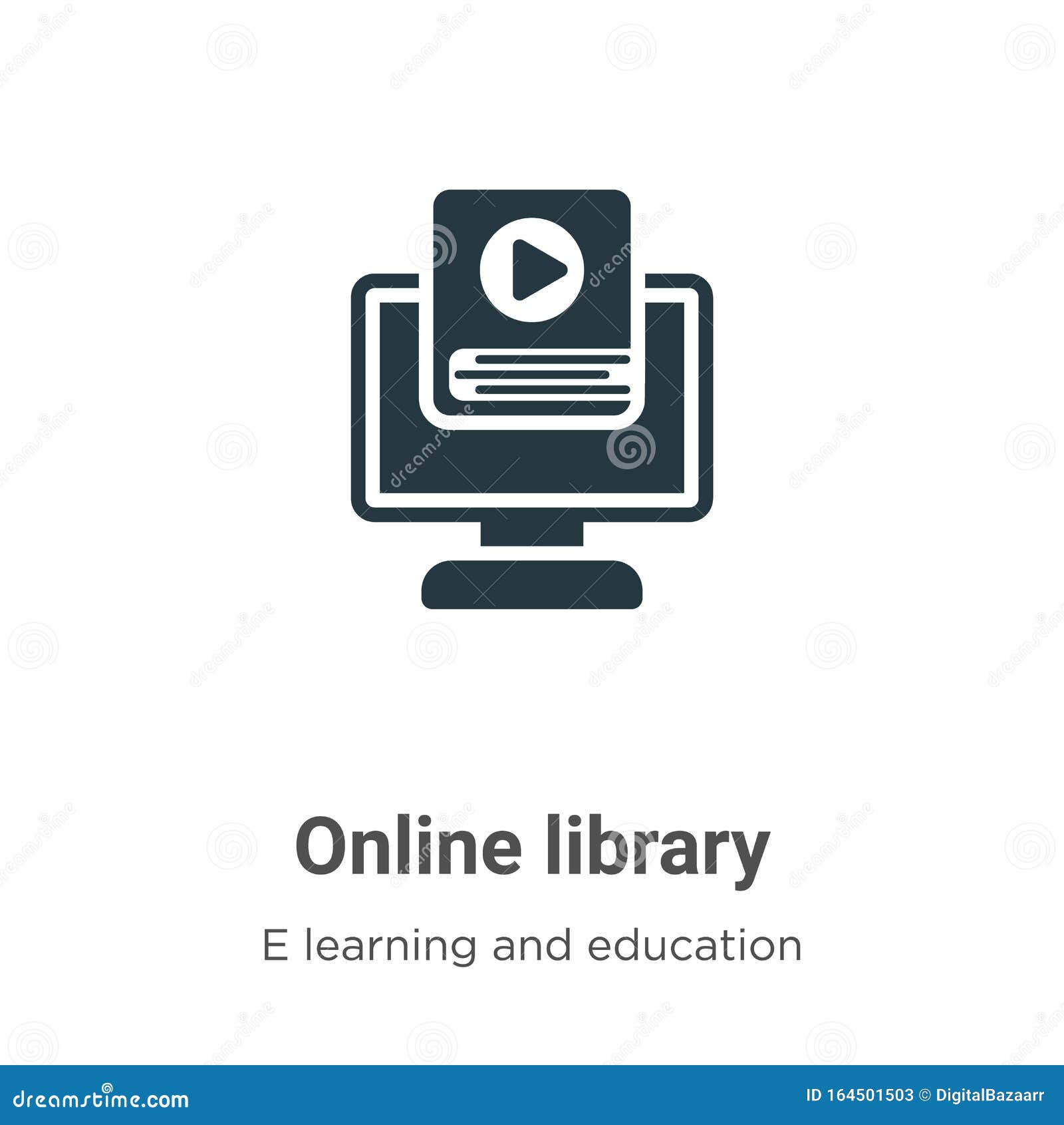 Online Library Vector Icon on White Background. Flat Vector Online ...