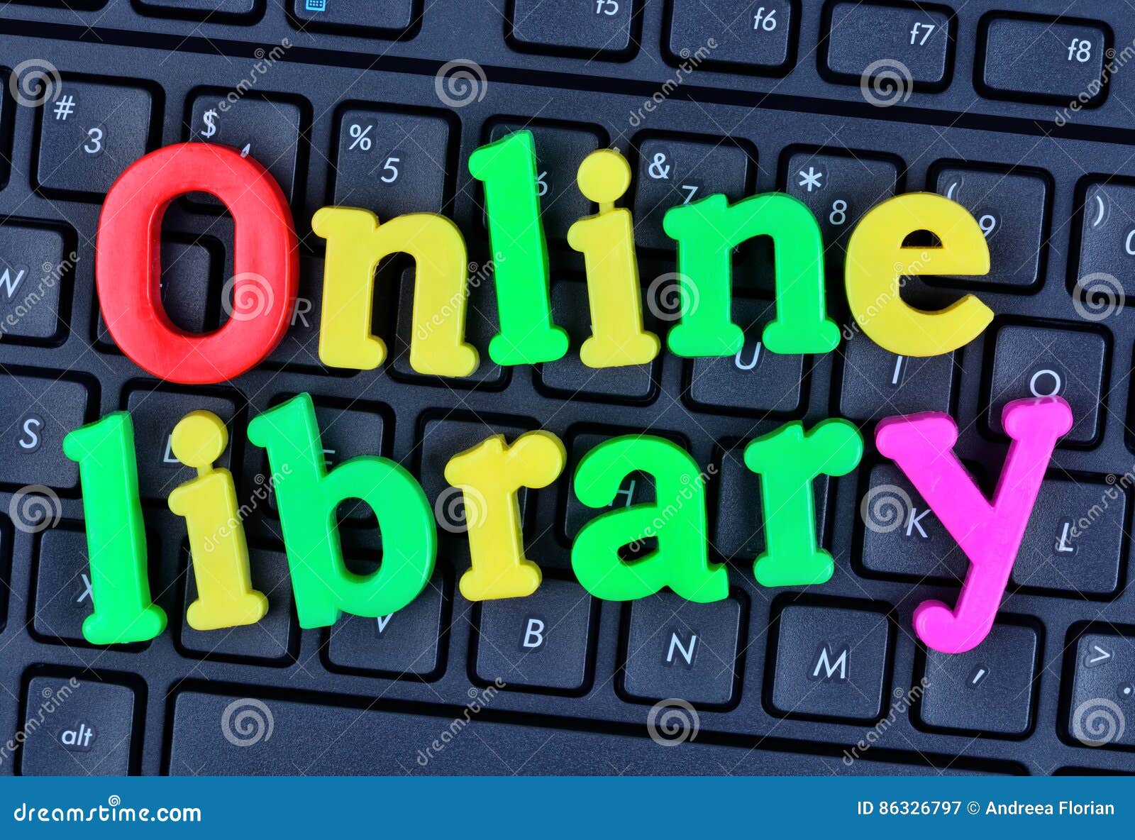 Online Library Words on Computer Keyboard Stock Image - Image of media ...
