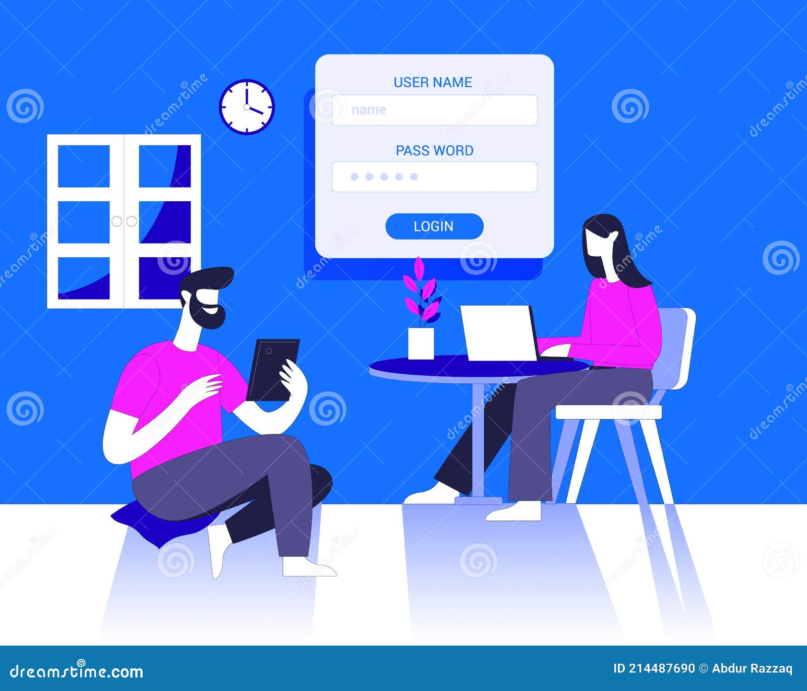 Online Login Registration Flat Illustration Vector Concept Stock ...