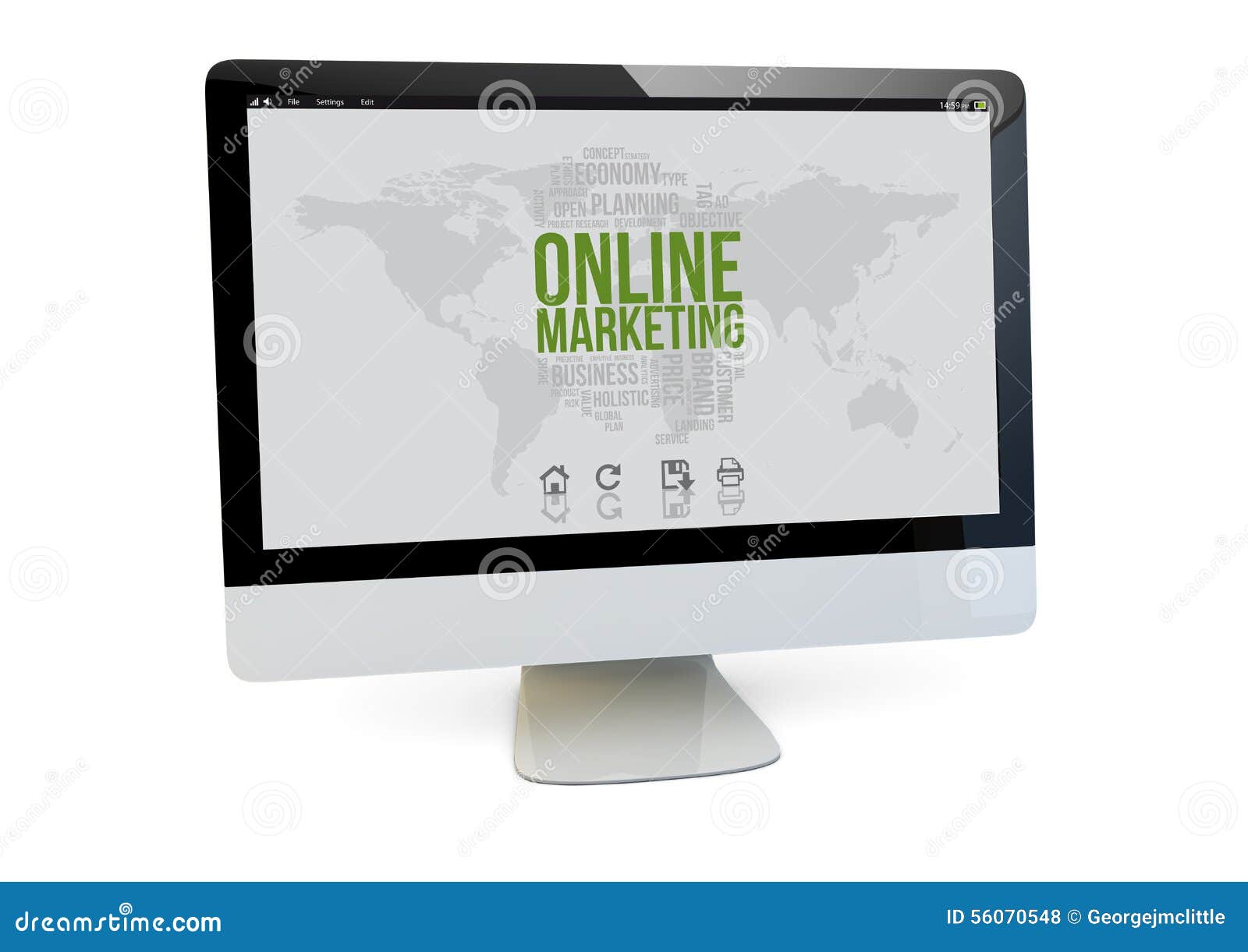 Online marketing computer stock illustration. Illustration of business ...