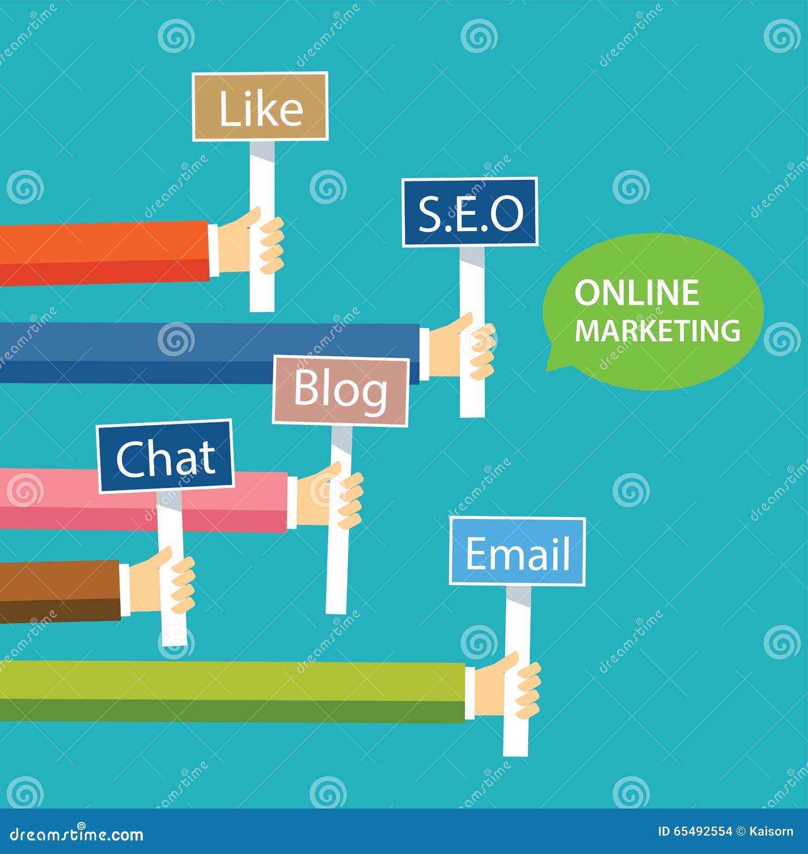 Online Marketing Concept Flat Design Stock Vector - Illustration of ...