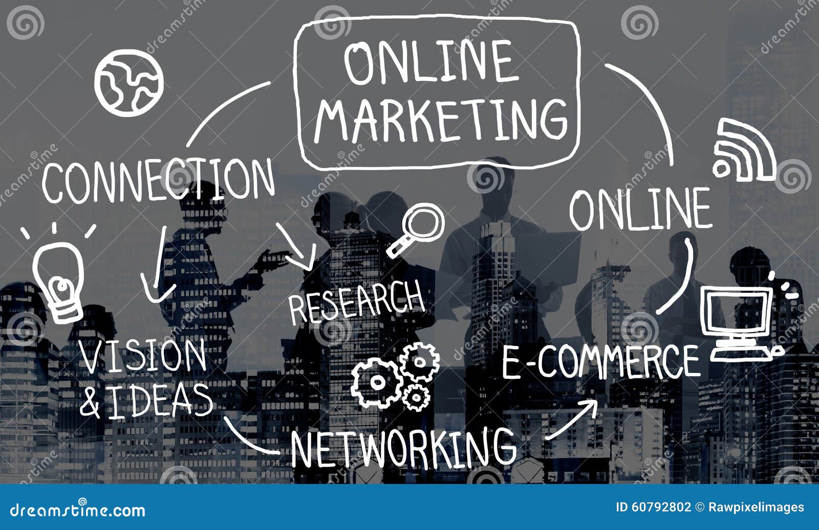 Online Marketing Digital Networking Strategy Vision Concept Stock Photo ...
