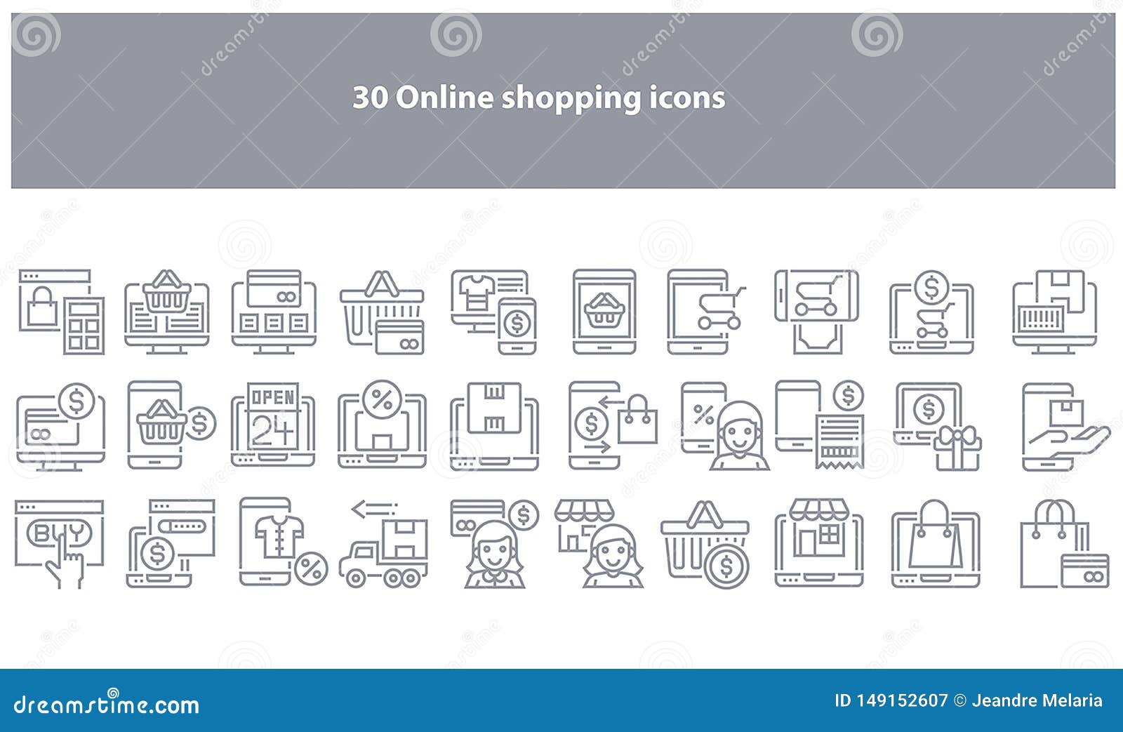 Vector Grey Online Shopping Icons - Vector Stock Vector - Illustration ...