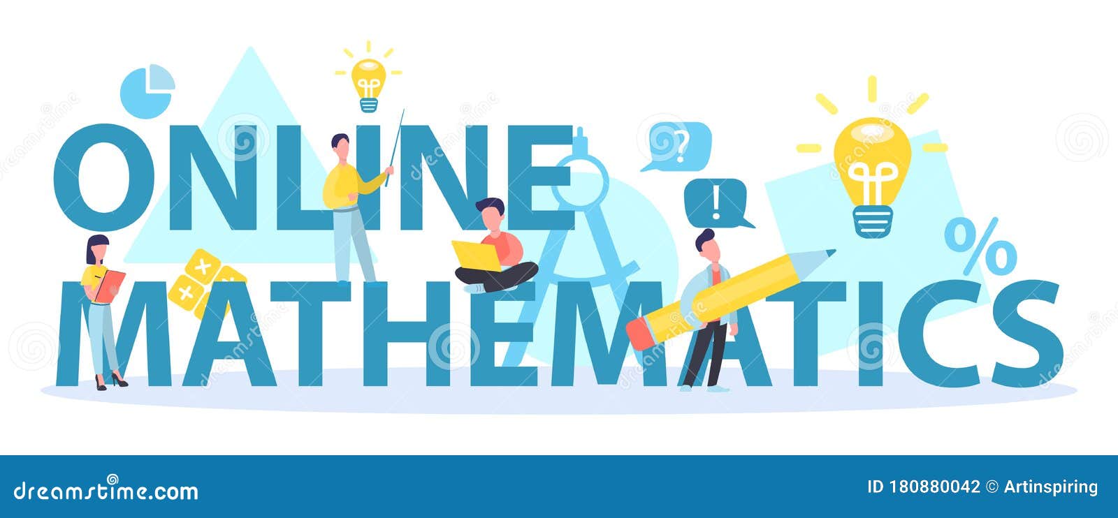 Online Math Course Typographic Header Concept. Learning Stock Vector ...