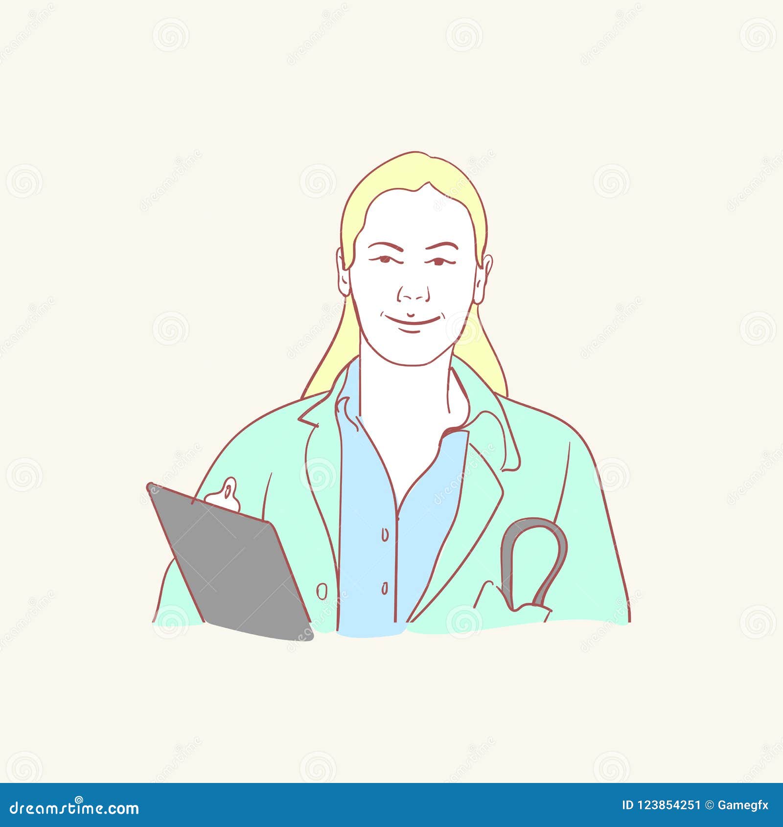 Online Medical Assistant Doctor Support Hand Drawn Style Vector Doodle ...