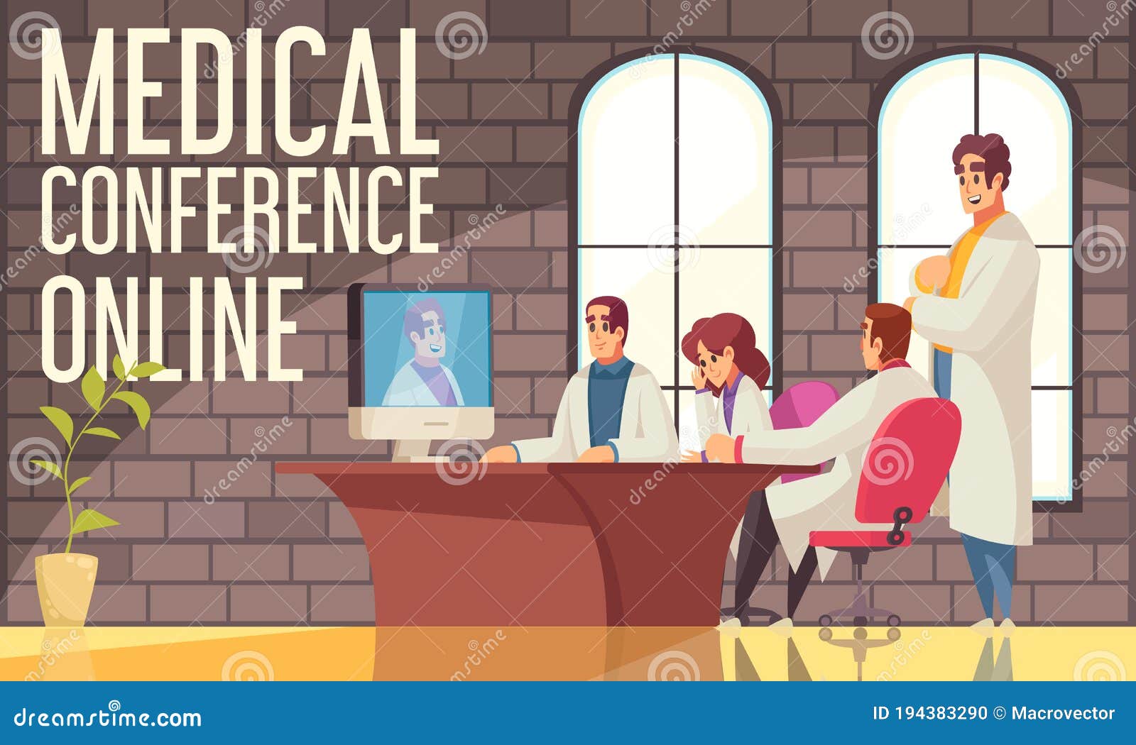 Medical Conference In Clinic, Group Meeting, Vector Illustration ...
