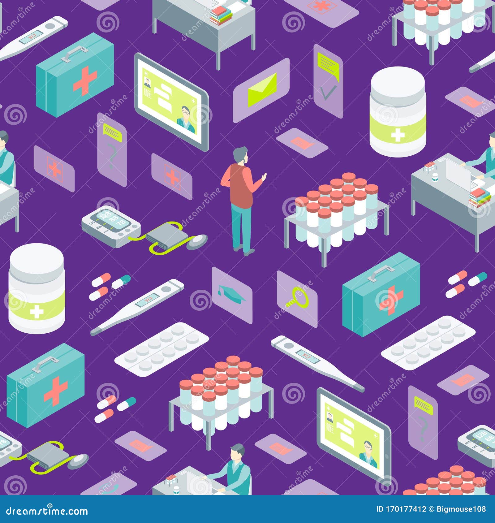 Online Medical Consultation Concept Seamless Pattern Background 3d ...