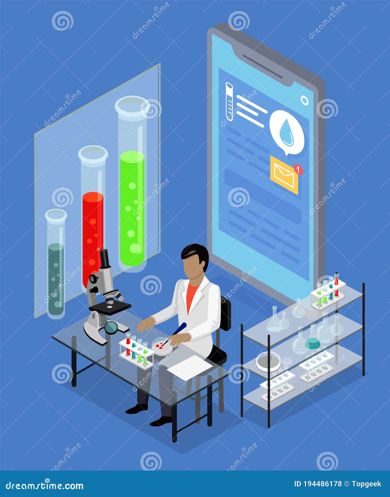 Online Diagnostic. Laboratory Assistant Works in Laboratory with ...