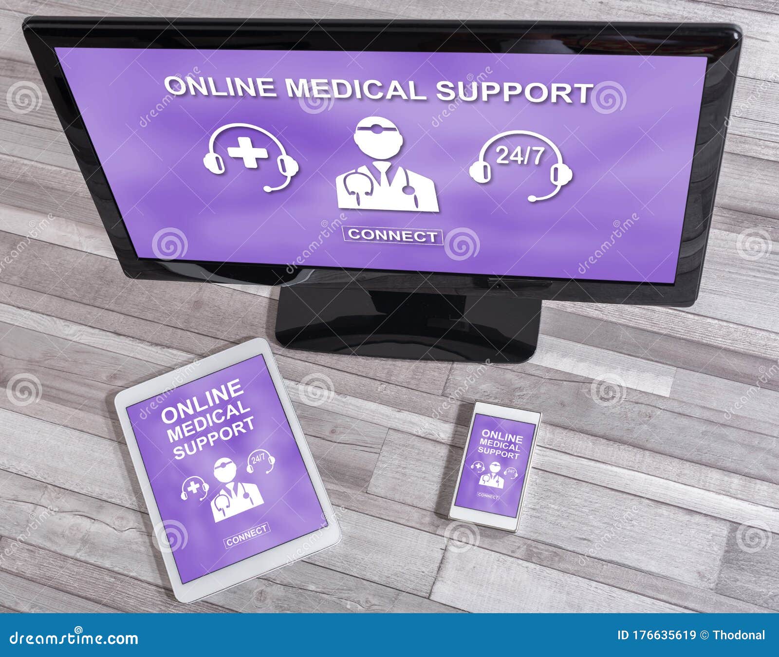 Online Medical Support Concept on Different Devices Stock Image - Image ...