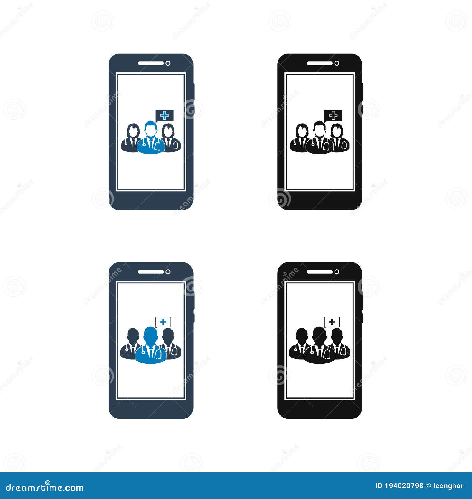 Online Medical Team Icon Set. Stock Vector - Illustration of ...