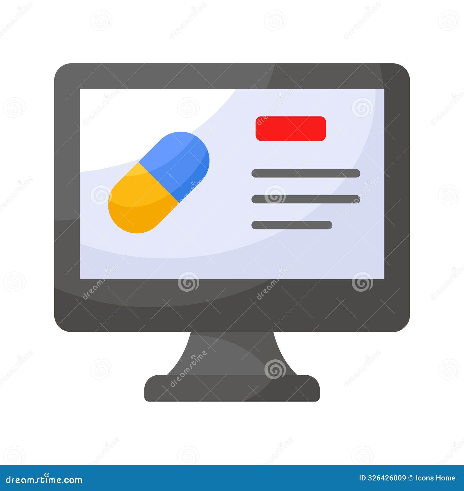Online Medication, Capsule Inside Computer Screen Concept Icon of ...