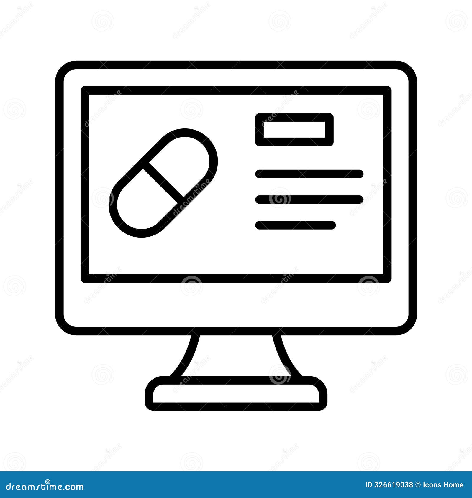 Online Medication, Capsule Inside Computer Screen Concept Icon of ...