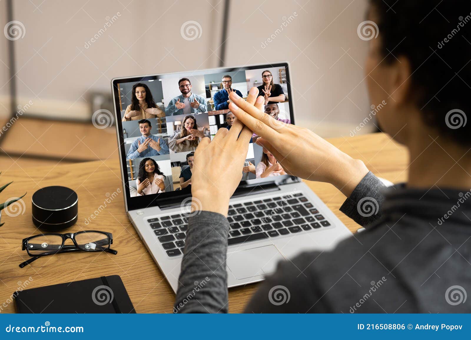 Online Meeting on Computer stock photo. Image of laptop - 216508806
