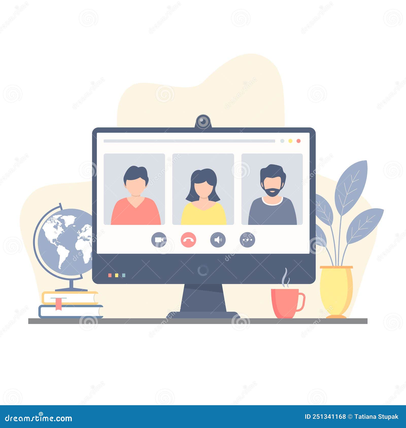 Online Meeting or Conference Vector Flat Design Modern Illustration ...