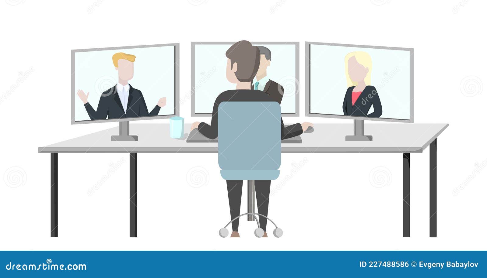 Online Meeting, Remote Work Via the Internet - Vector Stock Vector ...