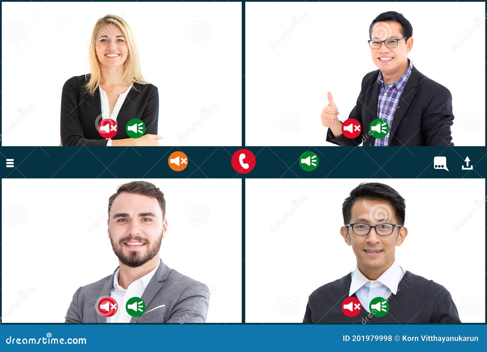 Online Meeting Screen, Business Team Internet Video Conference Calling ...