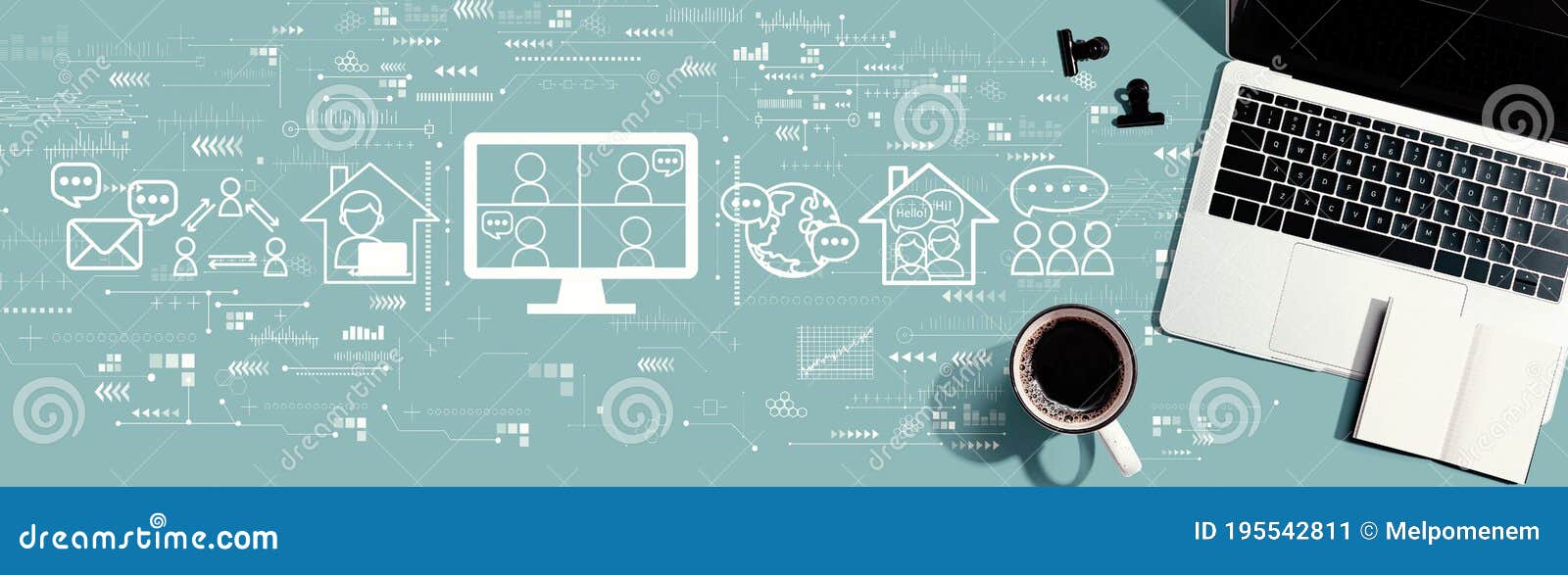 Online Meeting Theme with a Laptop Computer Stock Image - Image of chat ...