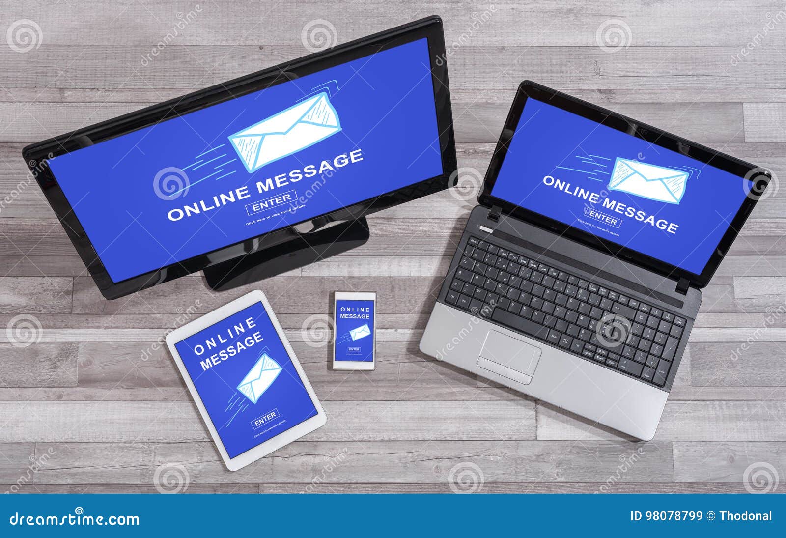 Online Message Concept on Different Devices Stock Image - Image of ...