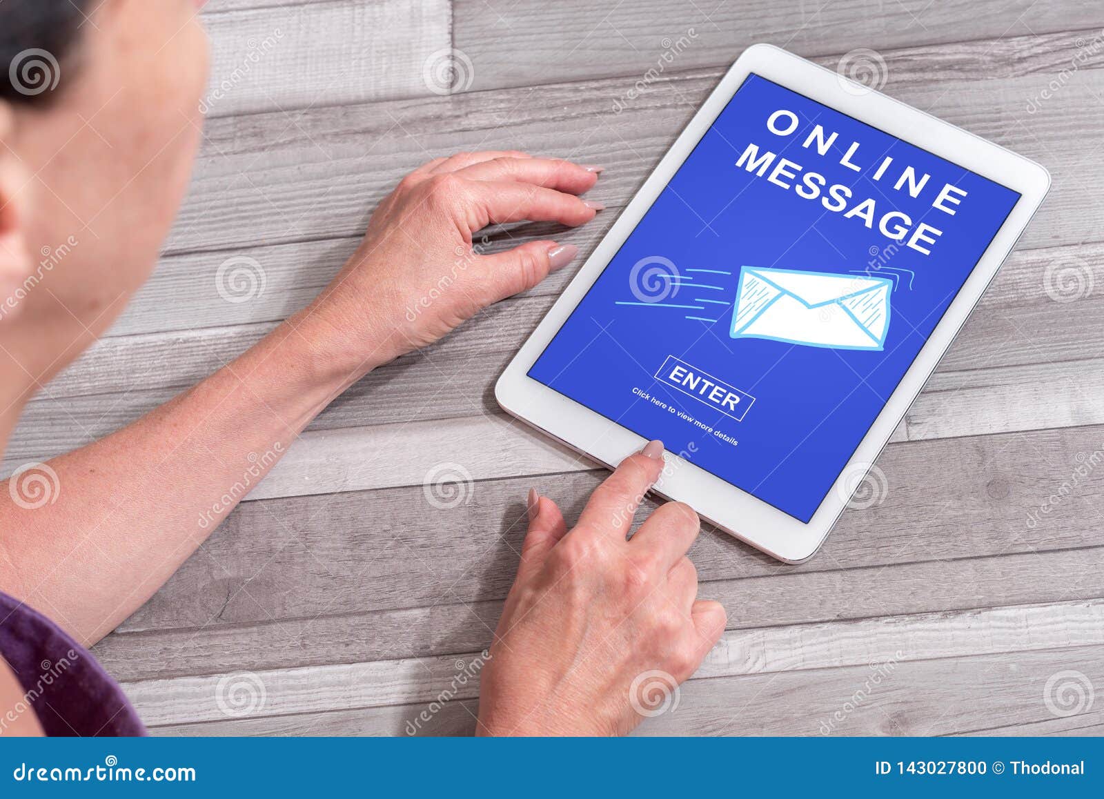Online Message Concept on a Tablet Stock Photo - Image of internet ...