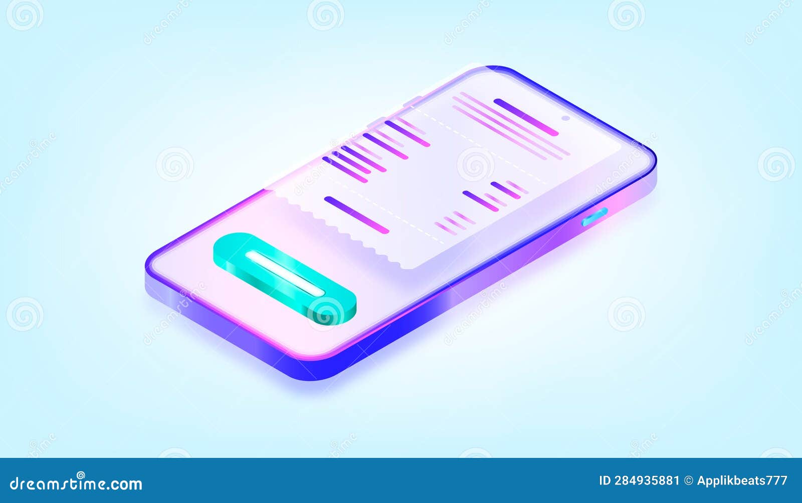 Online Mobile App Bill Payment. 3D Gradient Web Vector Illustrations ...