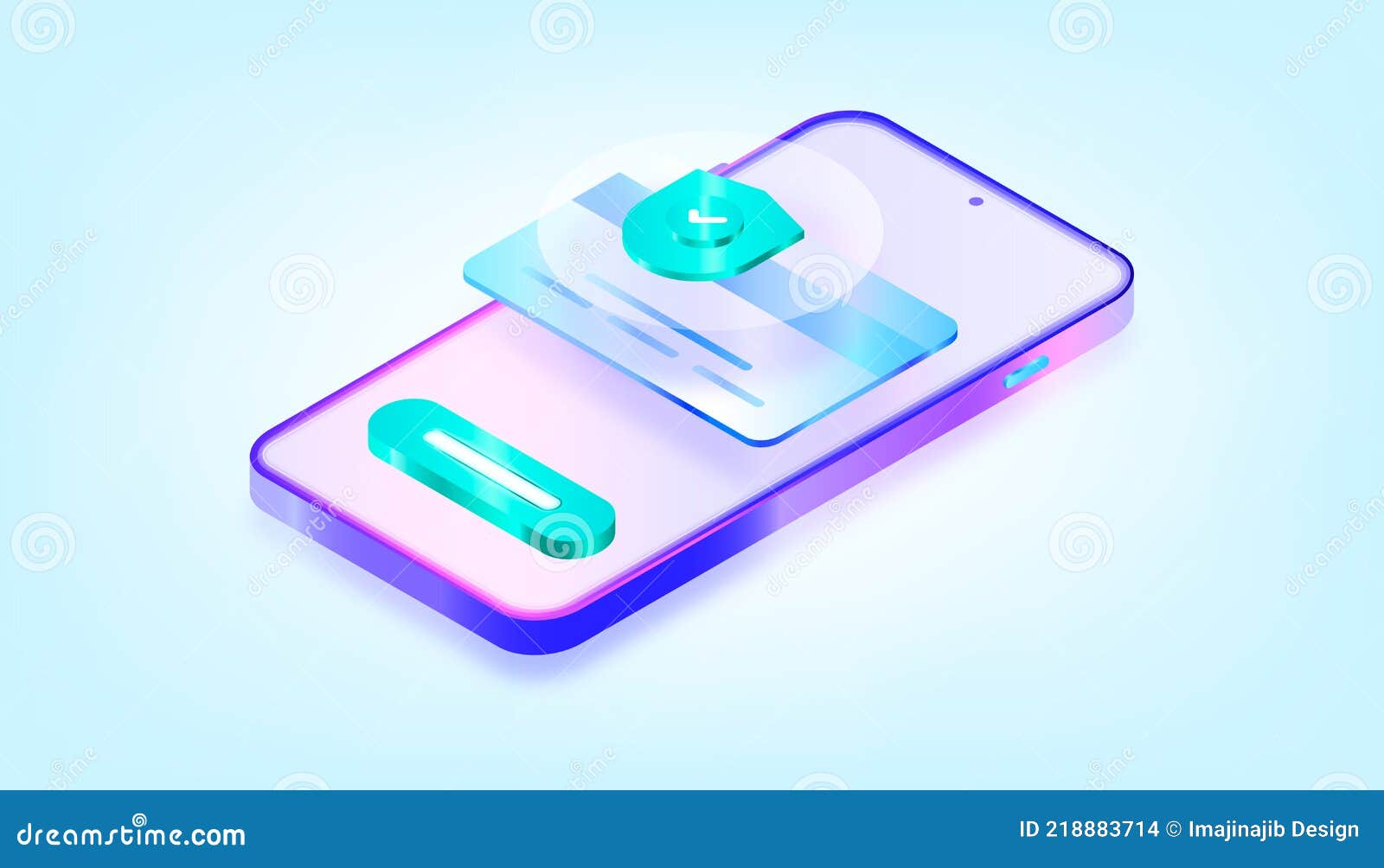 Online Mobile App Payment Security. Payment Verification. 3D Gradient ...